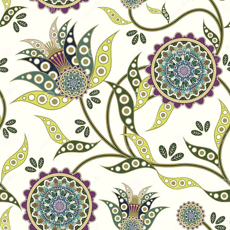 Nature Seamless Pattern in Flower Shape Stock Vector - Illustration of ...