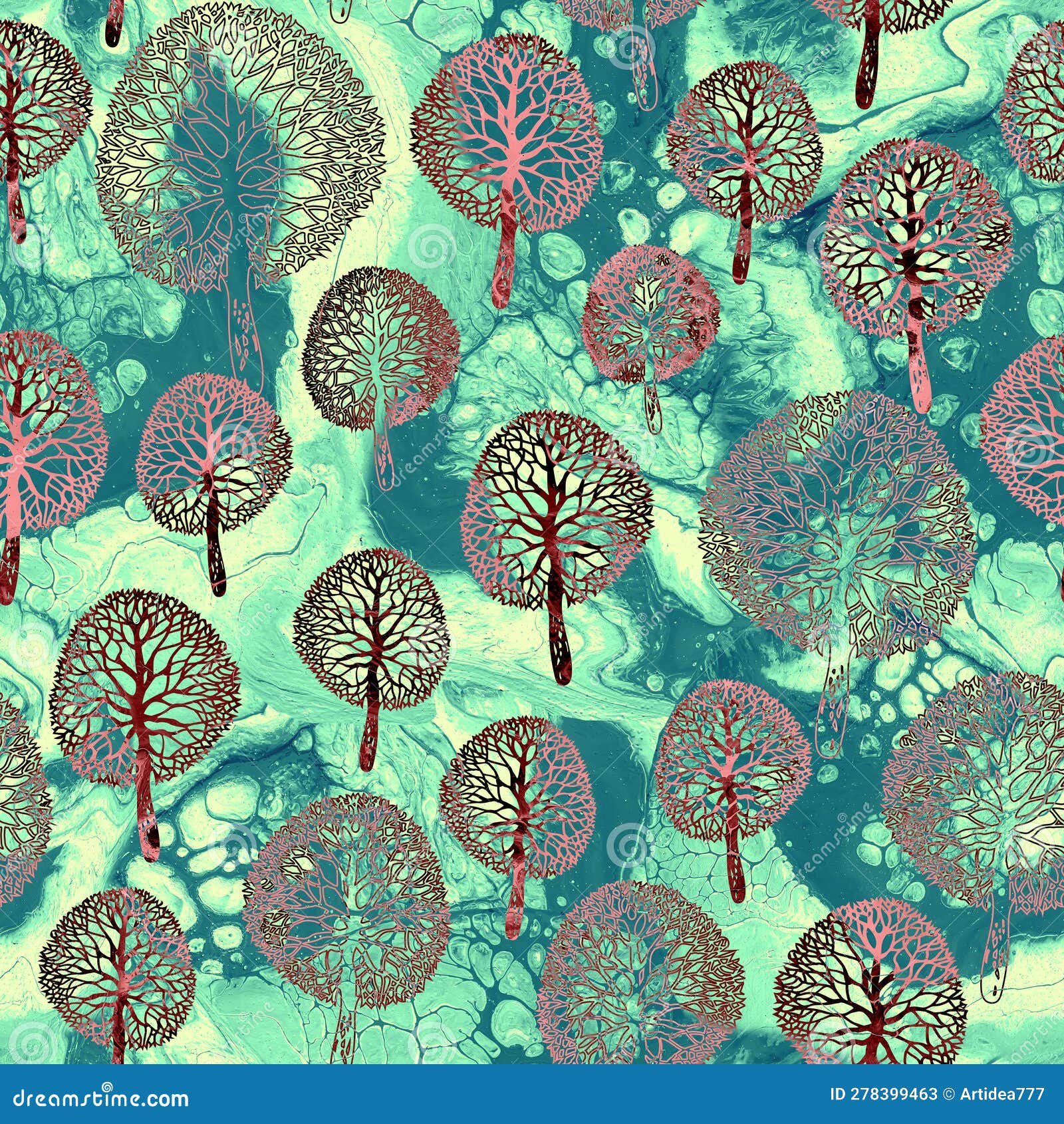 Nature Seamless Pattern with Green Forest Trees Silhouettes. Stock ...