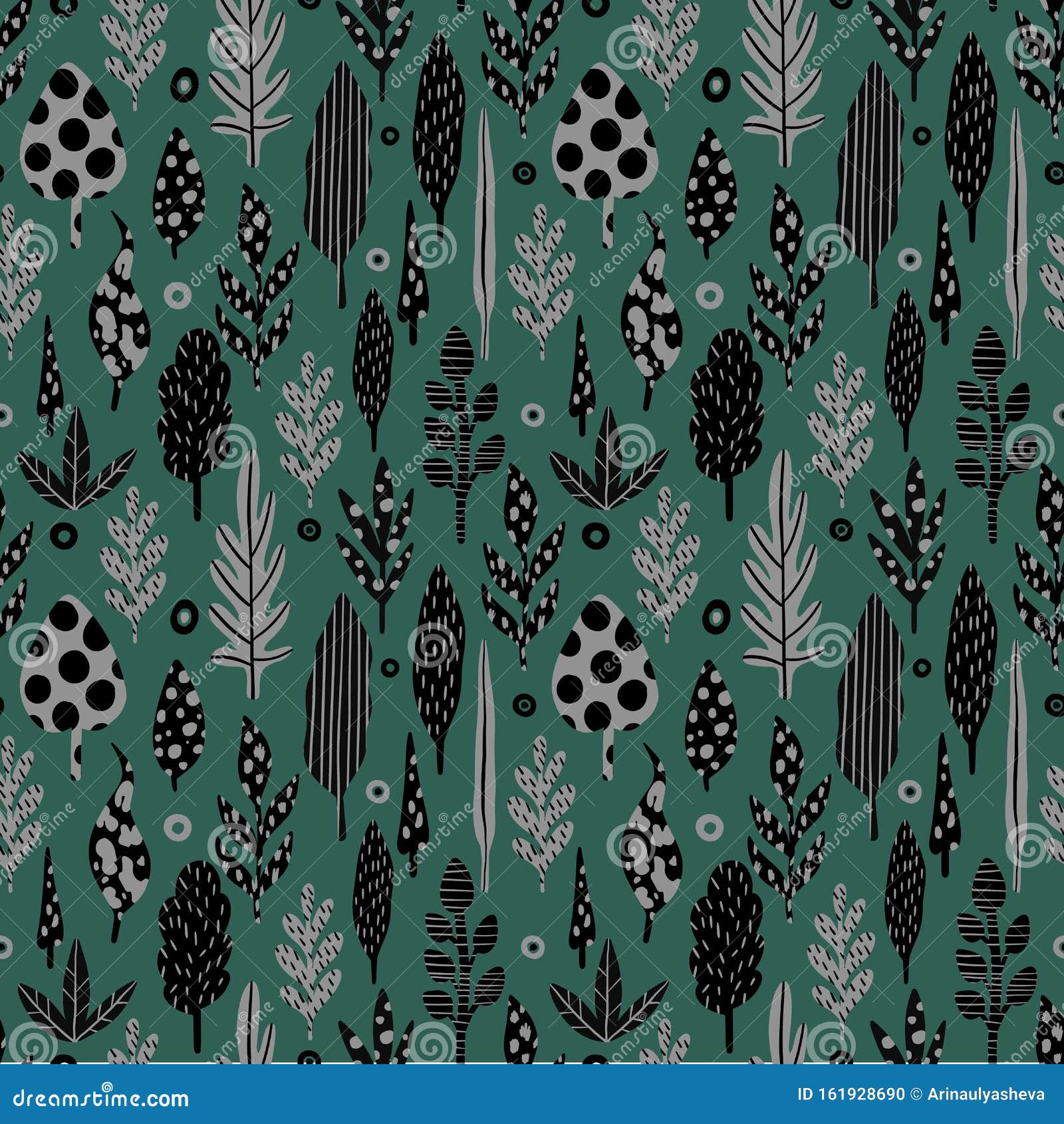 Nature Seamless Pattern Plant Abstract Naive Style.Botanical Hand ...