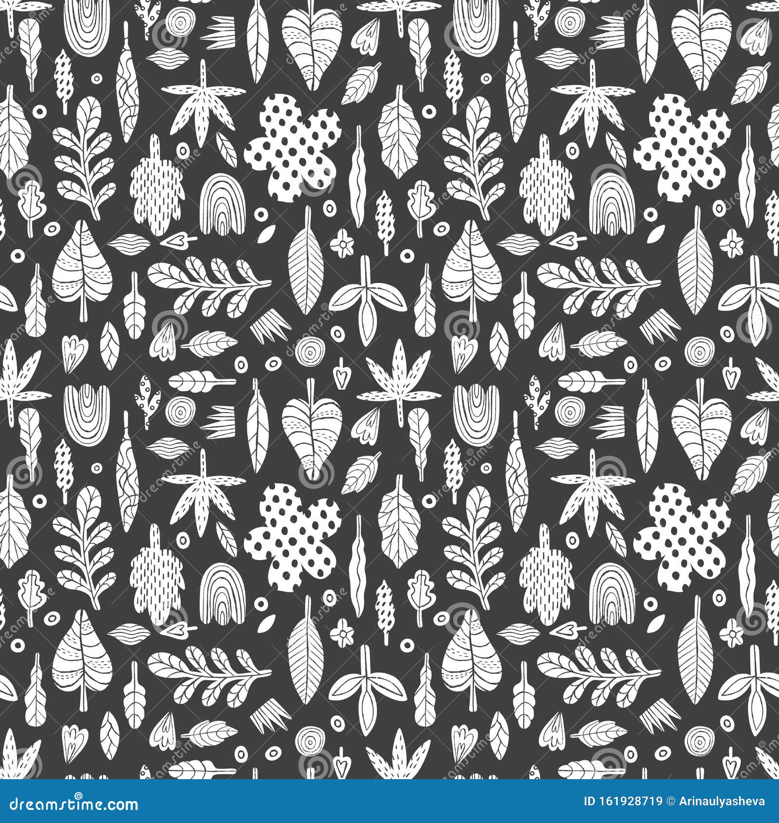 Nature Seamless Pattern Plant Abstract Naive Style.Botanical Hand ...