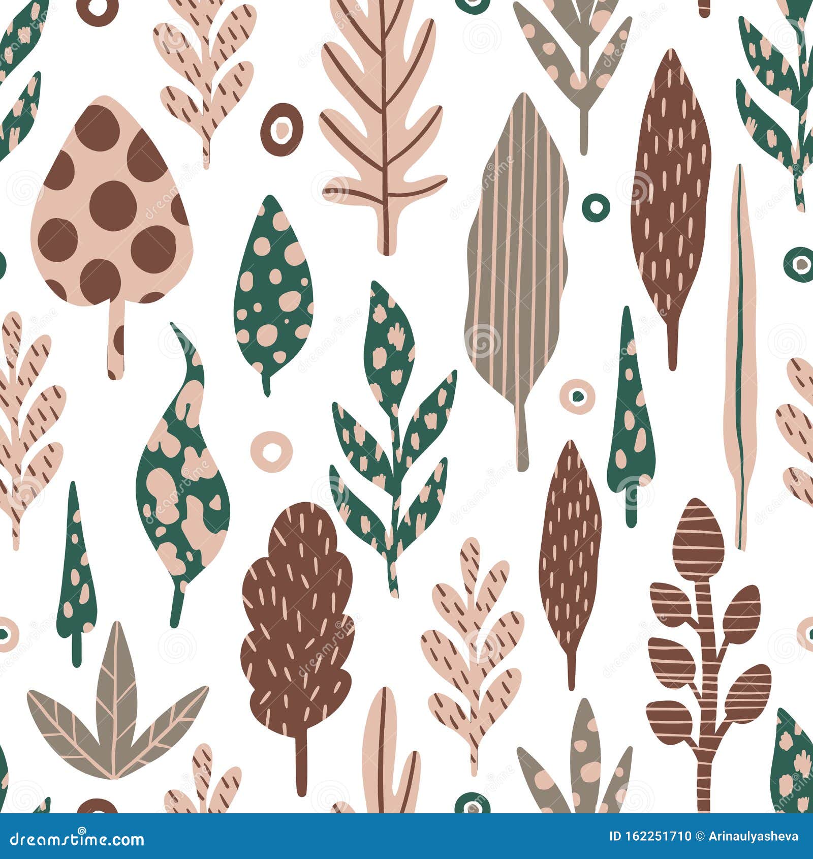Nature Seamless Pattern Plant Abstract Naive Style.Botanical Hand ...