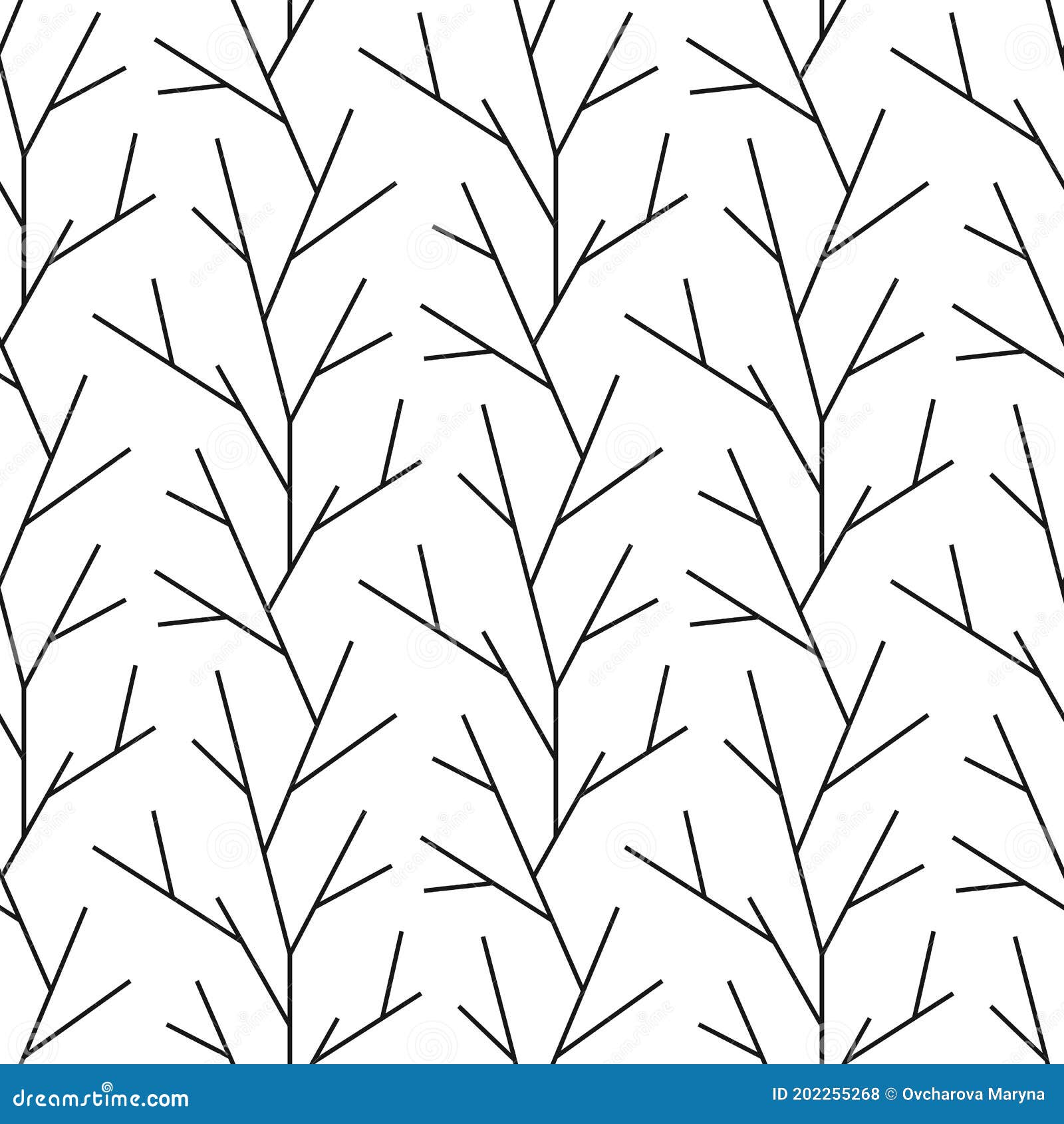 Nature Seamless Pattern. Tree Branch Pattern. Black and White Abstract ...