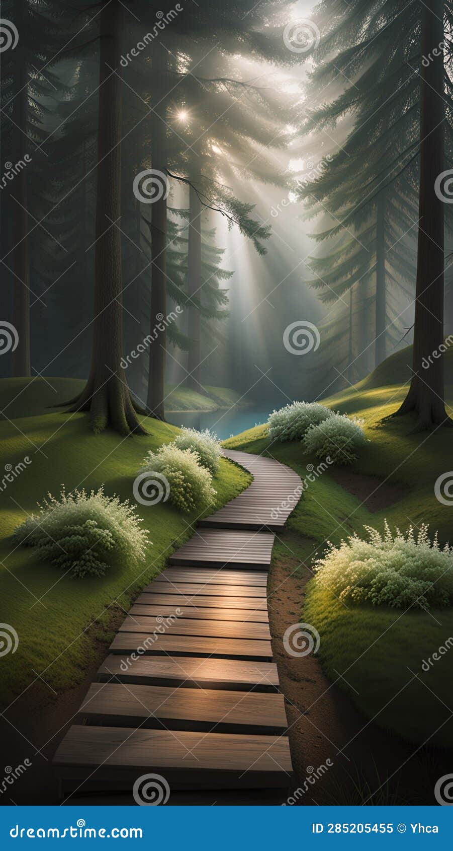 Nature Serene Landscape Illustration Artificial Intelligence Artwork Generated Stock ...
