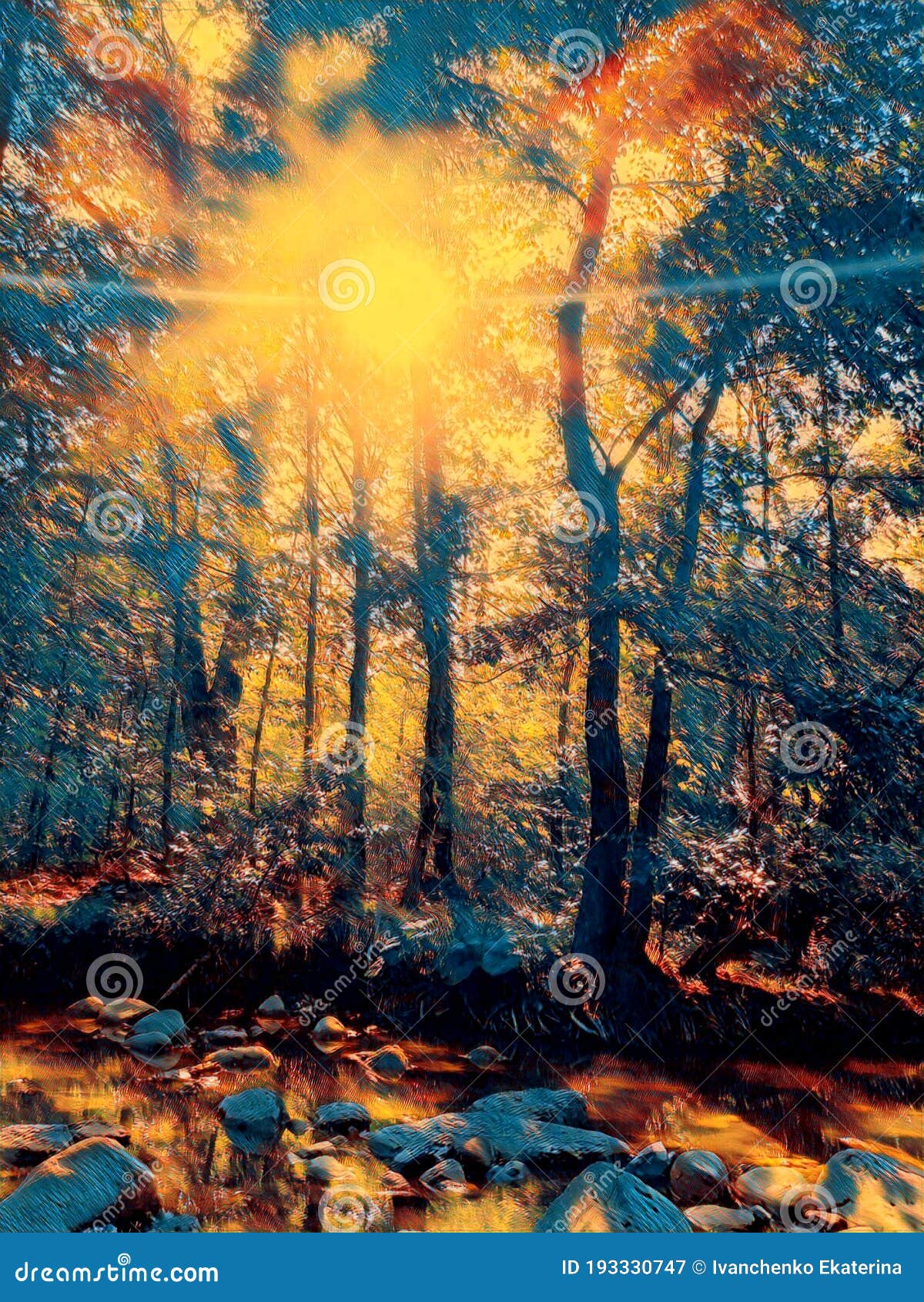 Nature with Shadows . Autumn. the Sun with a Horizontal Beam. Trees ...