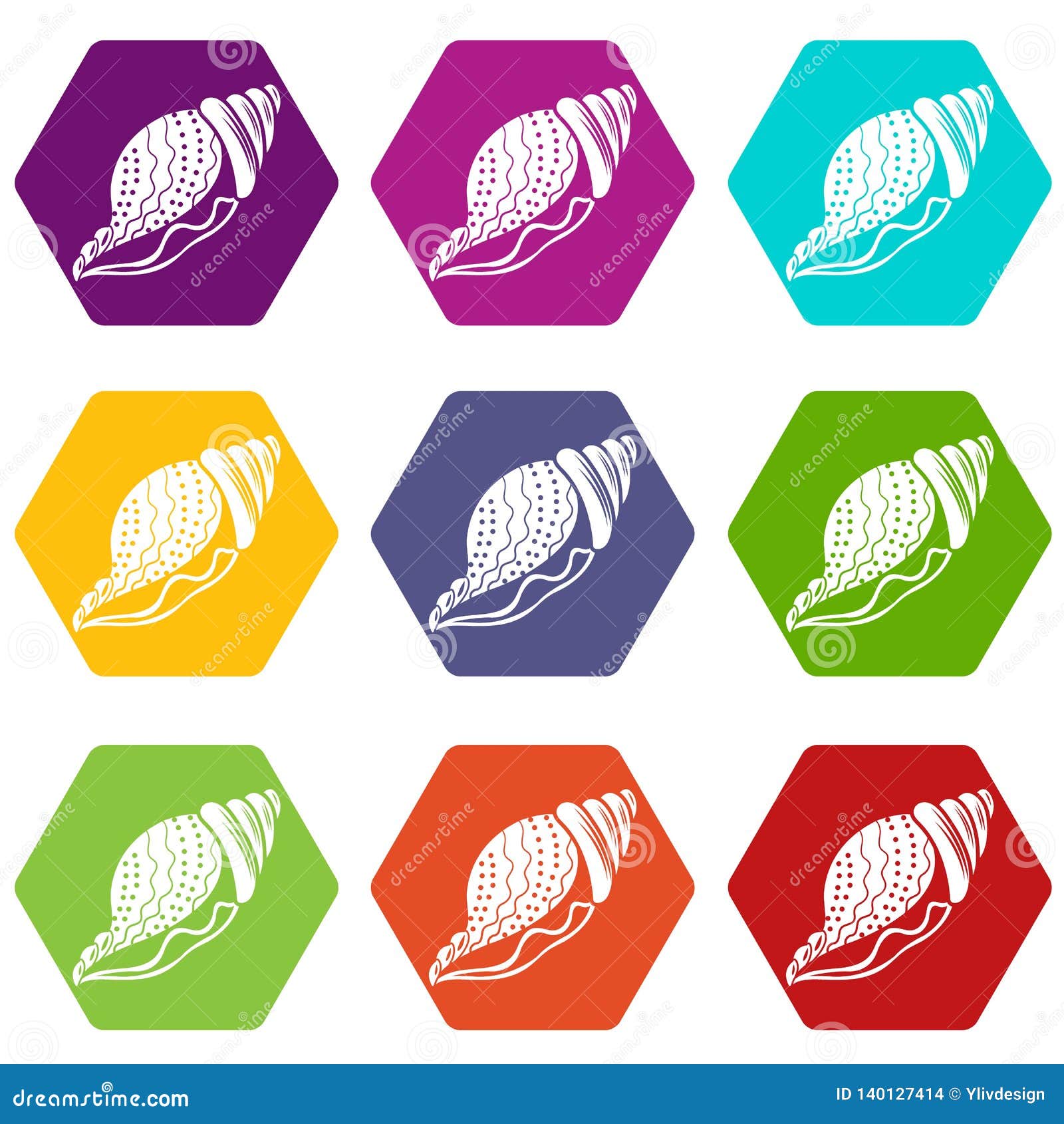 Nature Shell Icons Set 9 Vector Stock Vector - Illustration of seafood ...