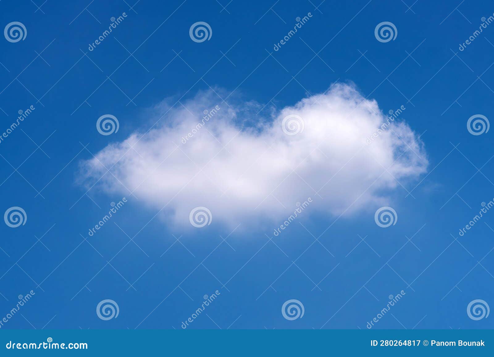 Nature Single White Cloud on Clear Blue Sky Background Stock Image ...