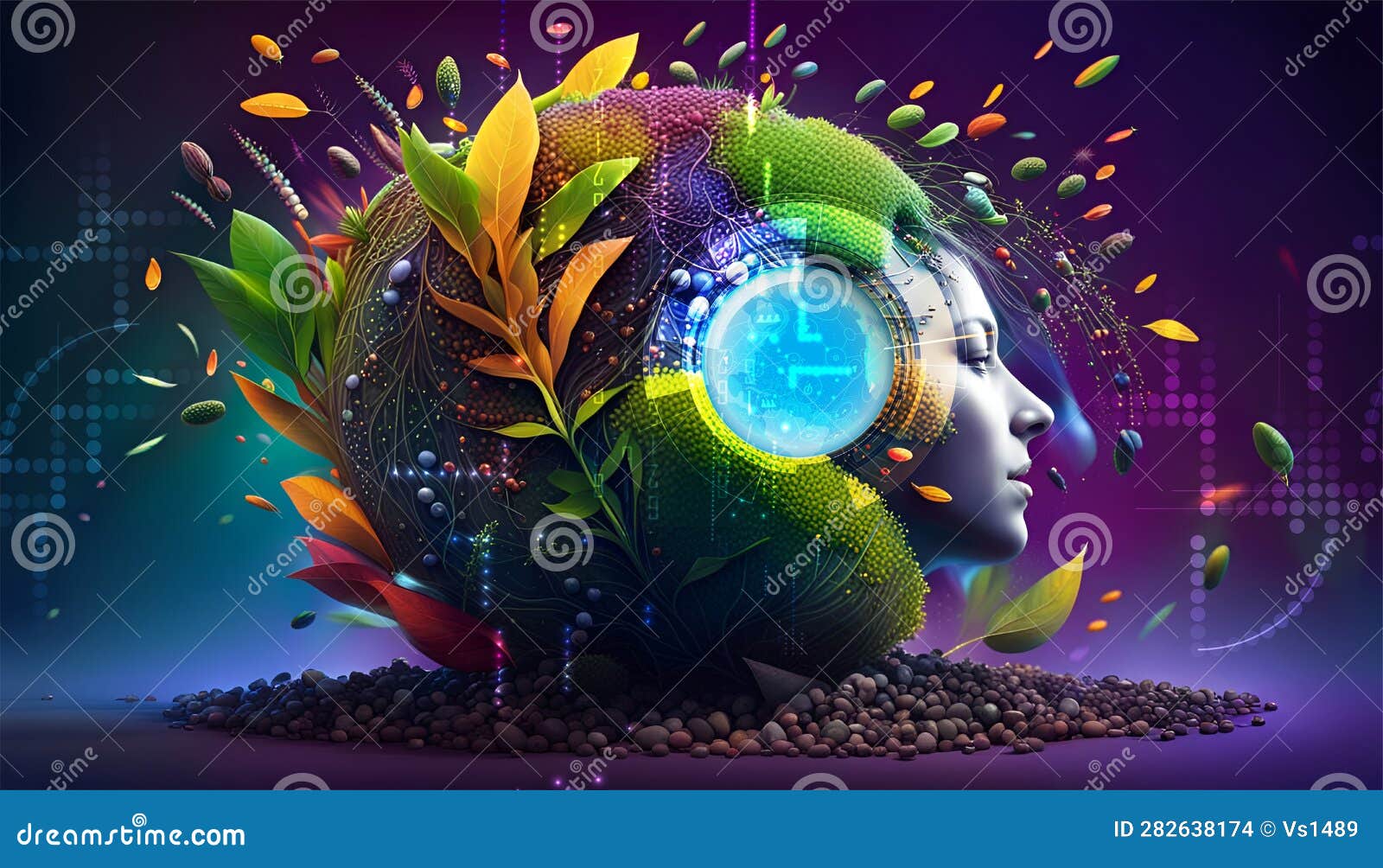 Nature and Smart Technology. Based on Generative AI Stock Photo - Image ...