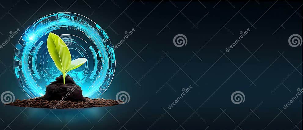 Nature and Smart Technology. Based on Generative AI Stock Illustration ...