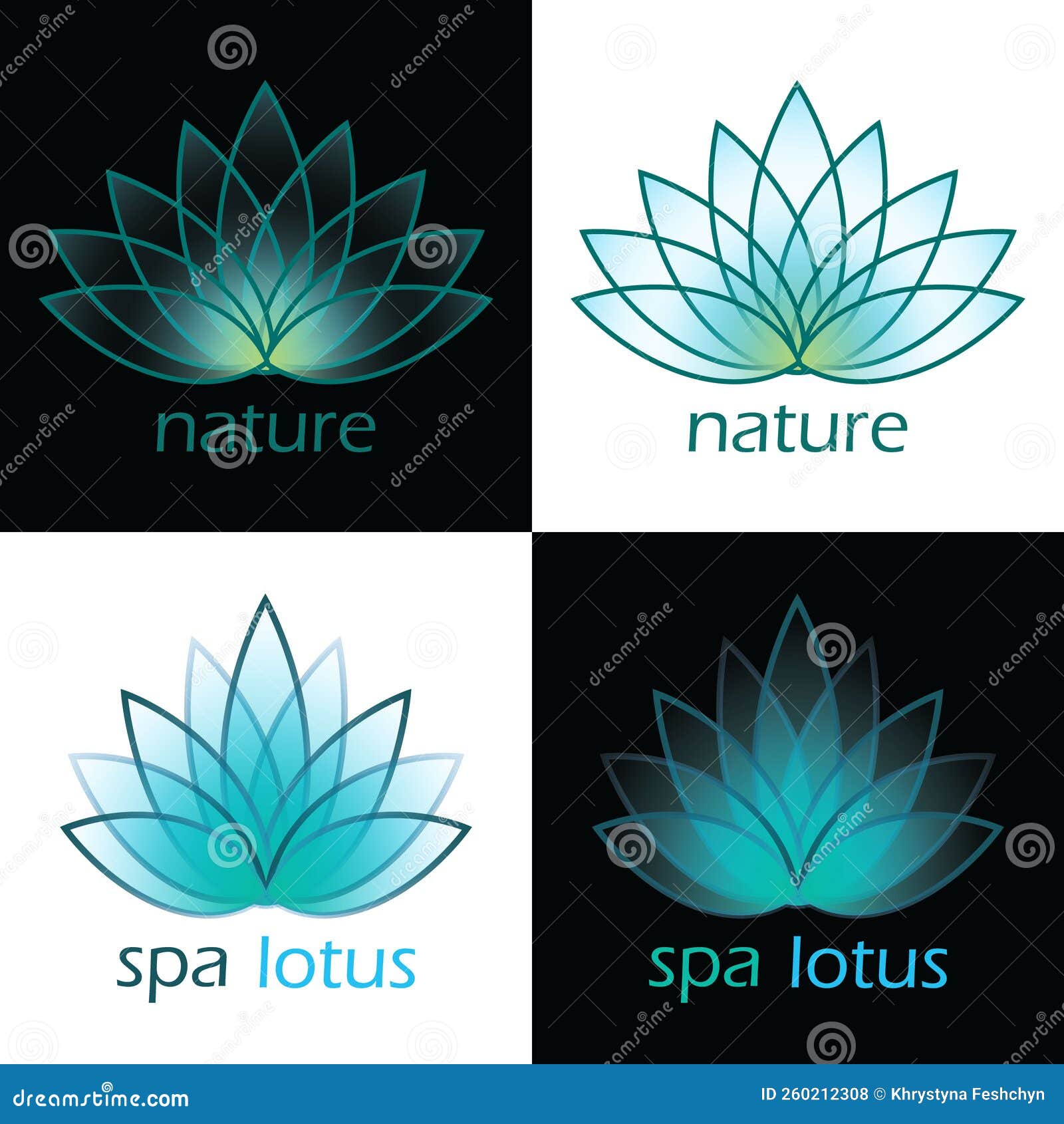 Nature Spa Lotus on Black and White Stock Vector - Illustration of ...