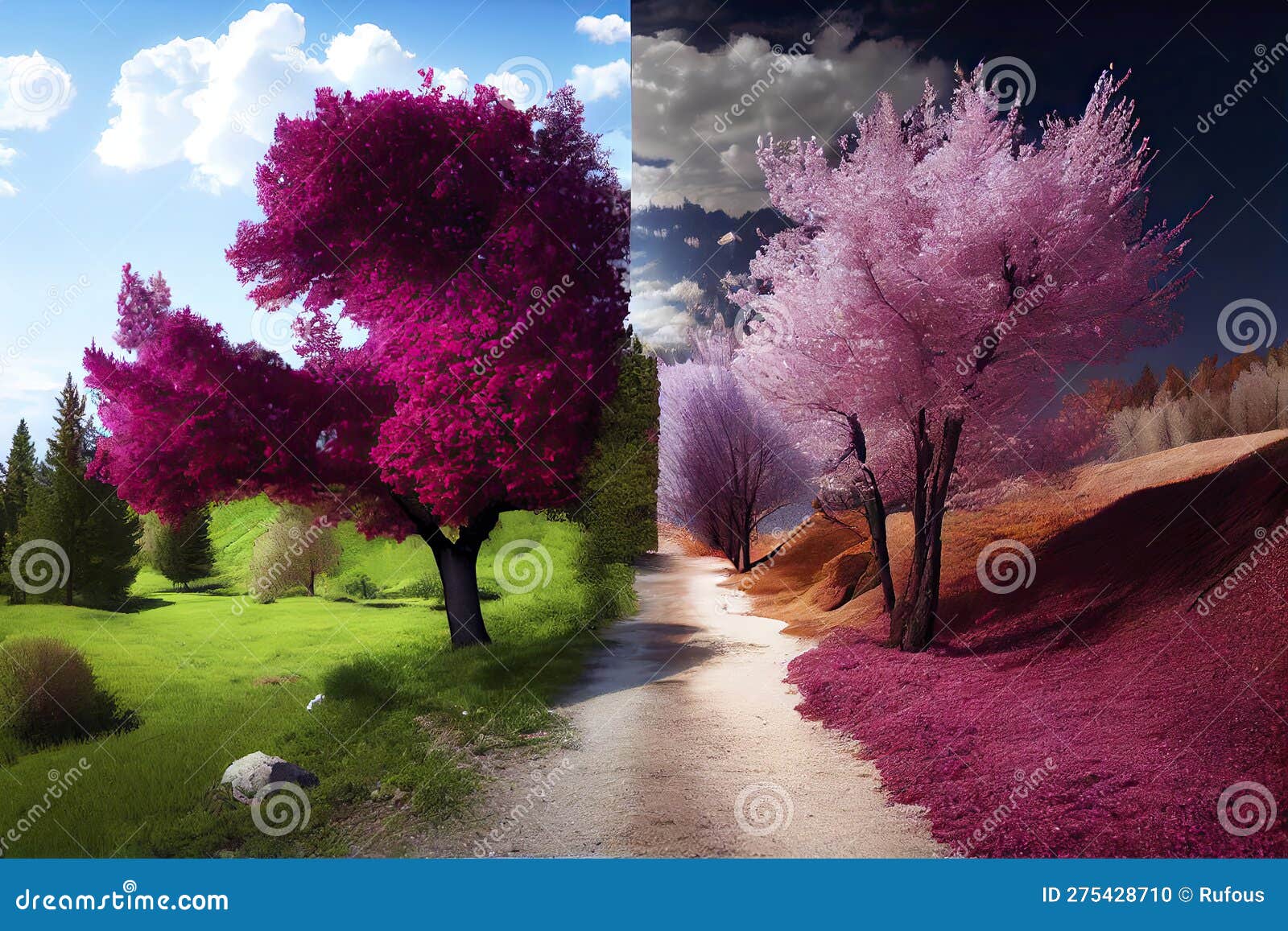 Nature in Spring Season stock illustration. Illustration of colorful ...