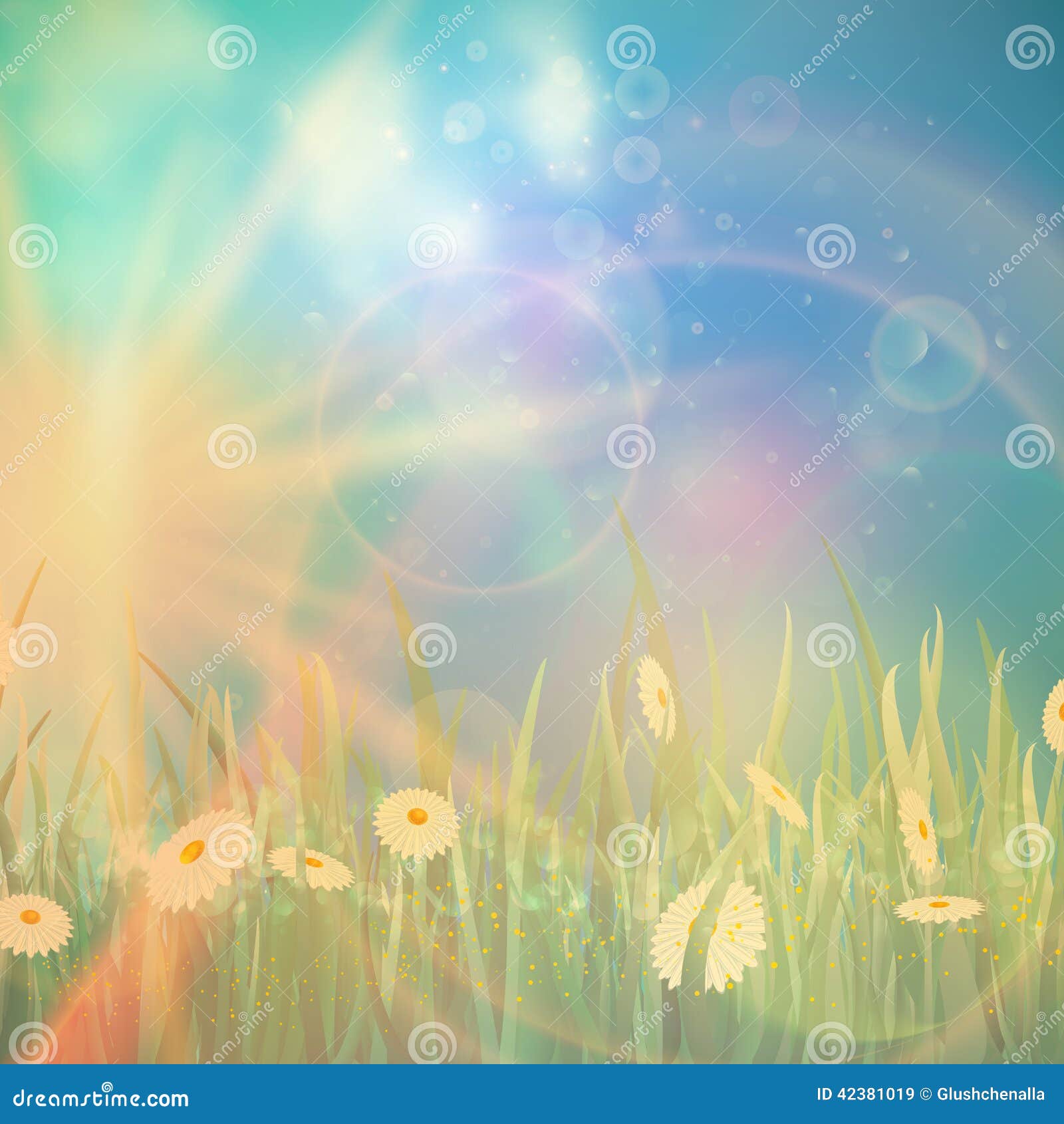 Nature Spring or Summer Vintage Style Background. Stock Vector ...