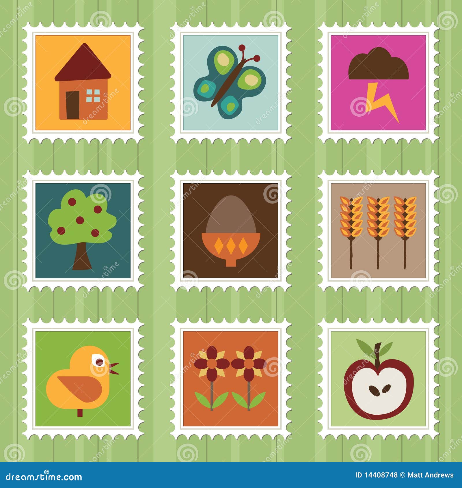 Nature stamps stock vector. Illustration of square, design - 14408748