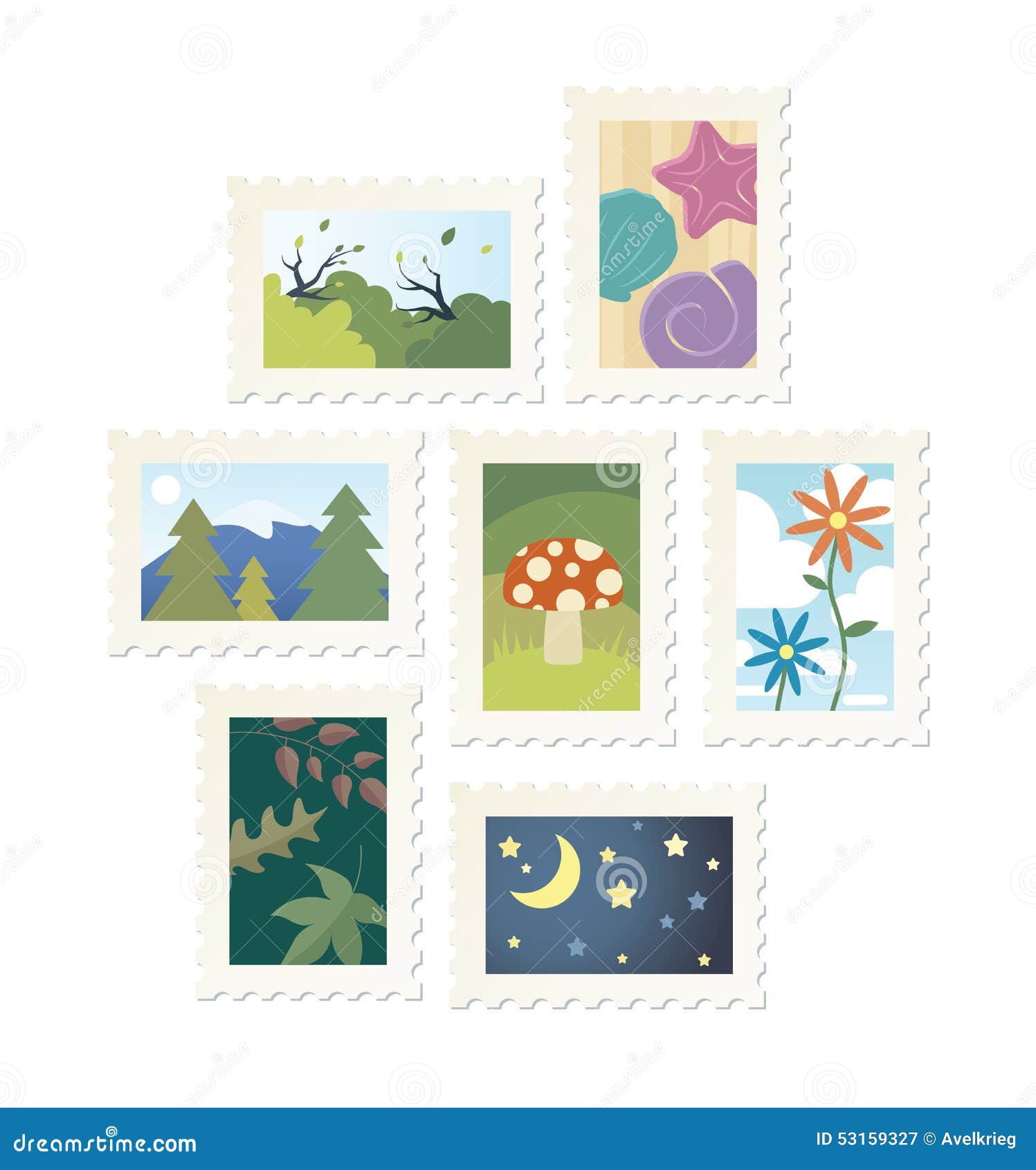 Nature Stamps stock vector. Illustration of designs, message - 53159327