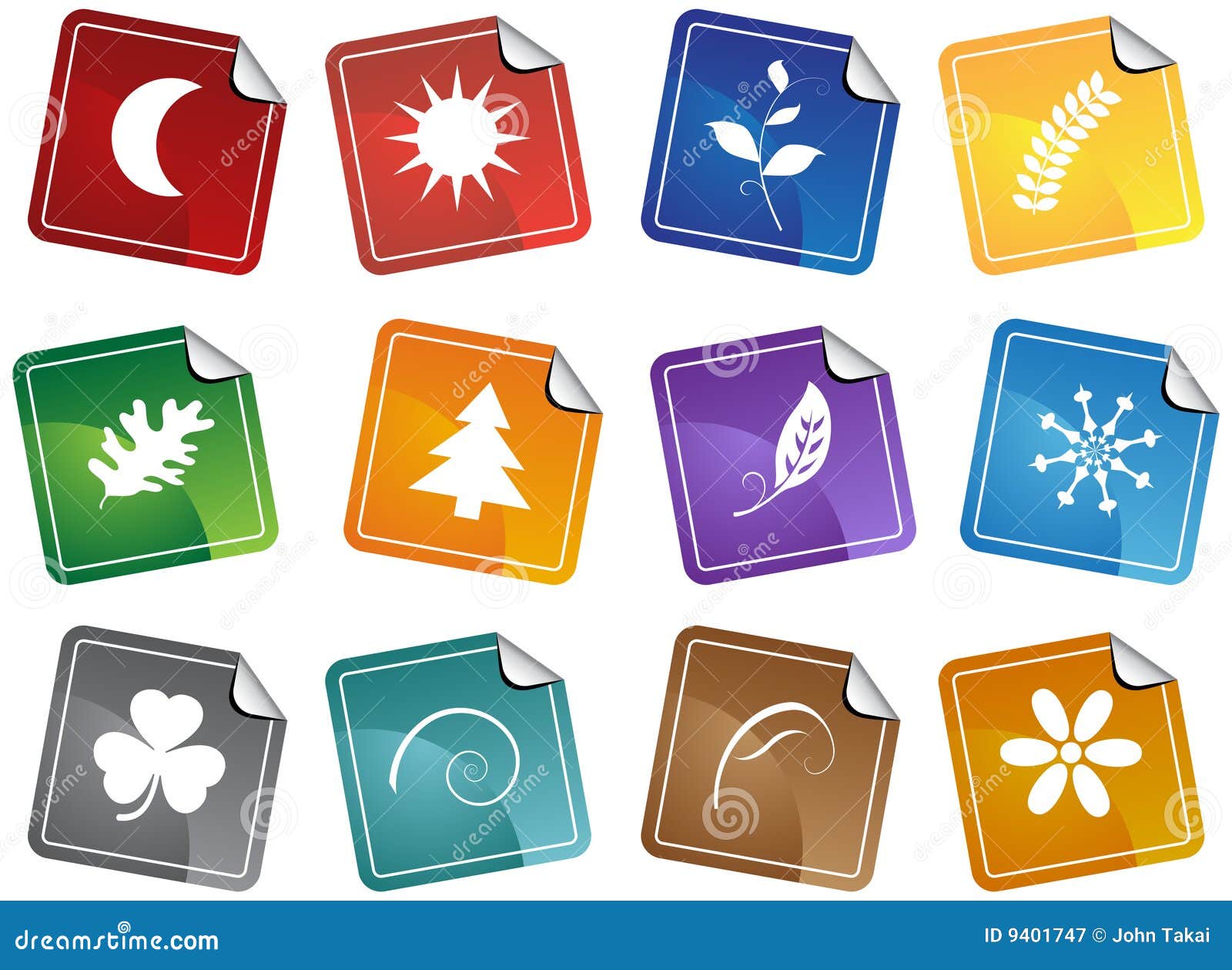 Nature Stickers stock vector. Illustration of decoration - 9401747