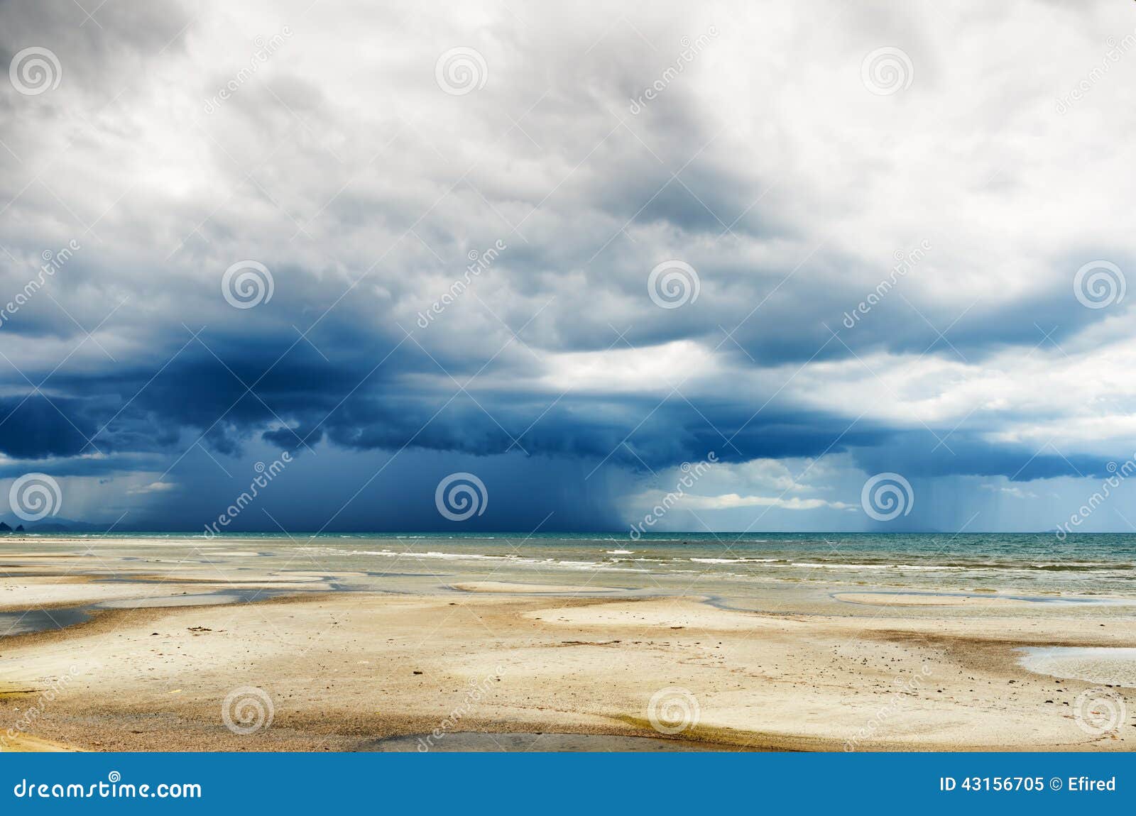 Stormy Sky and Beach at Low Tide Stock Image - Image of cloudscape ...