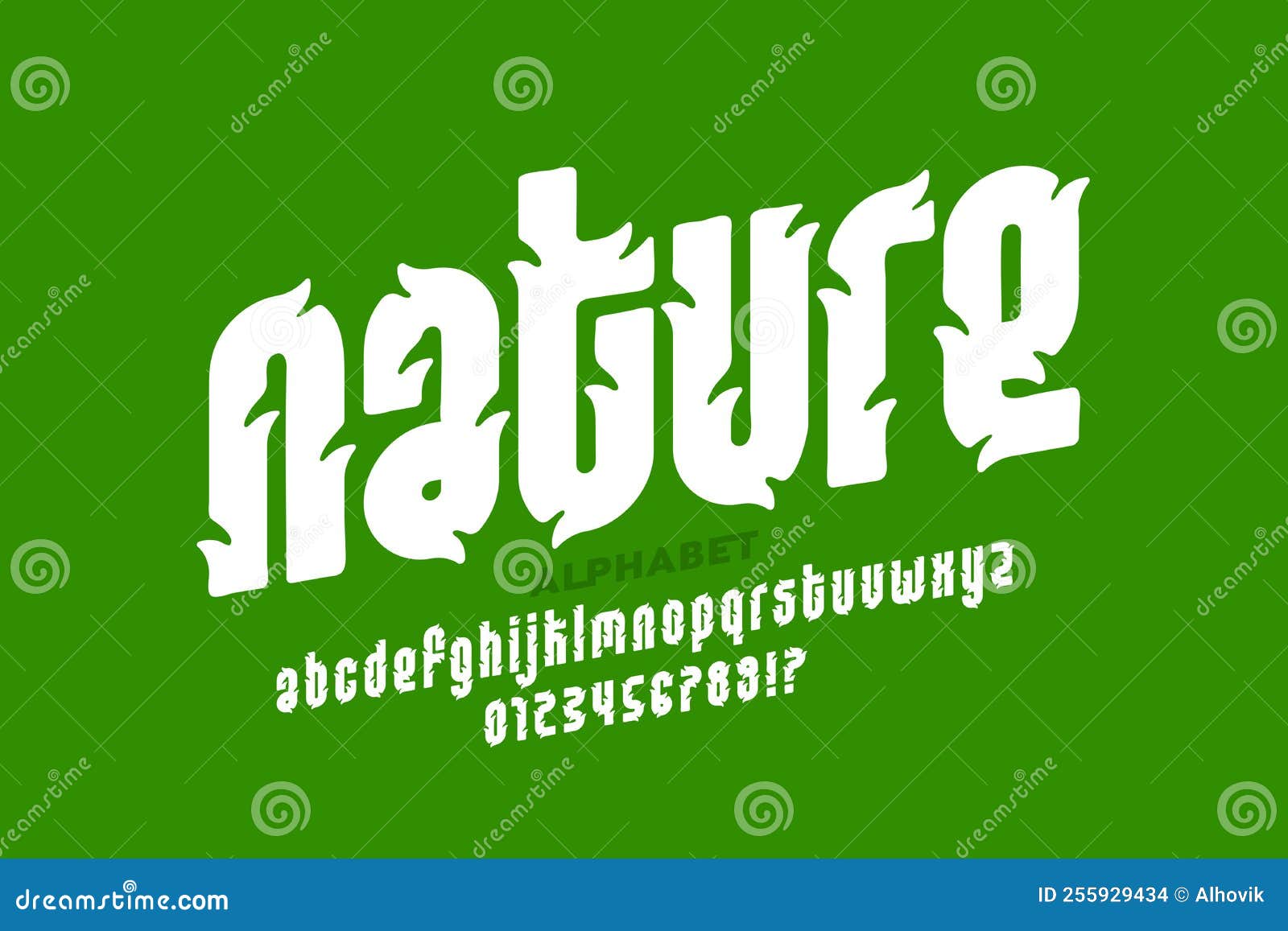 Nature style font design stock vector. Illustration of display - 255929434