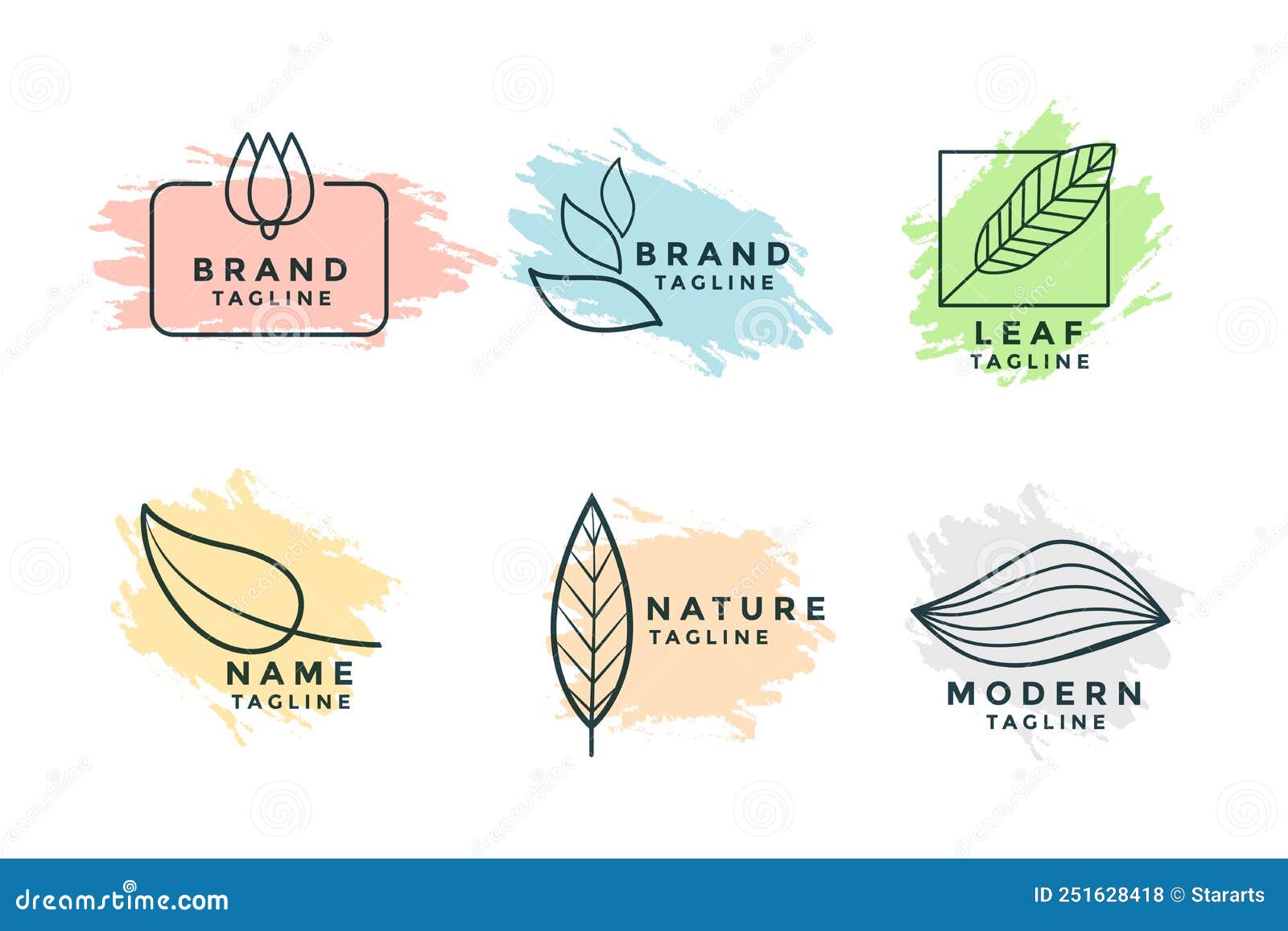 Nature Style Monogram Logos Set of Six Stock Vector - Illustration of ...