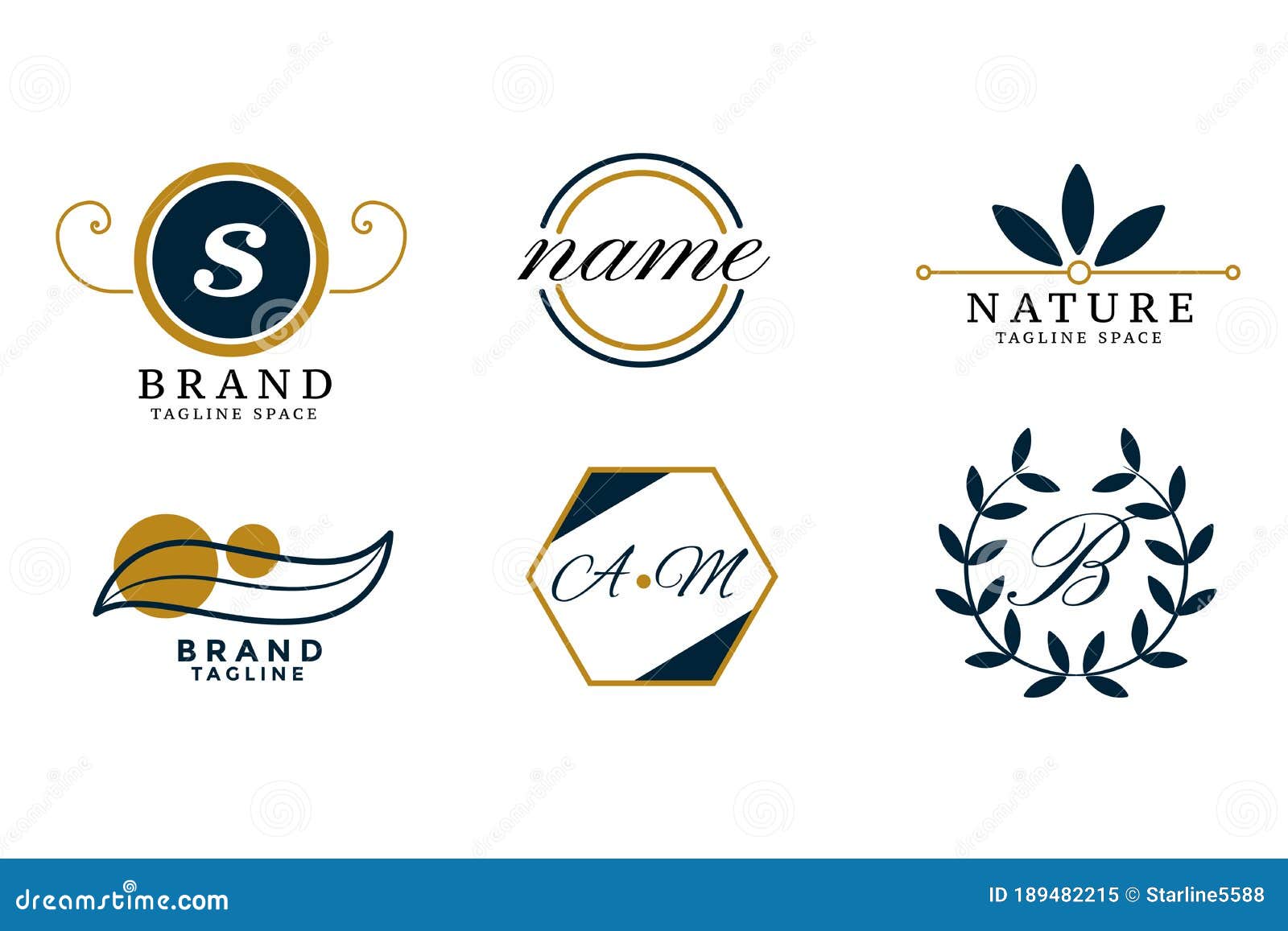 Nature Style Wedding Monogram Logos Set Design Stock Vector ...