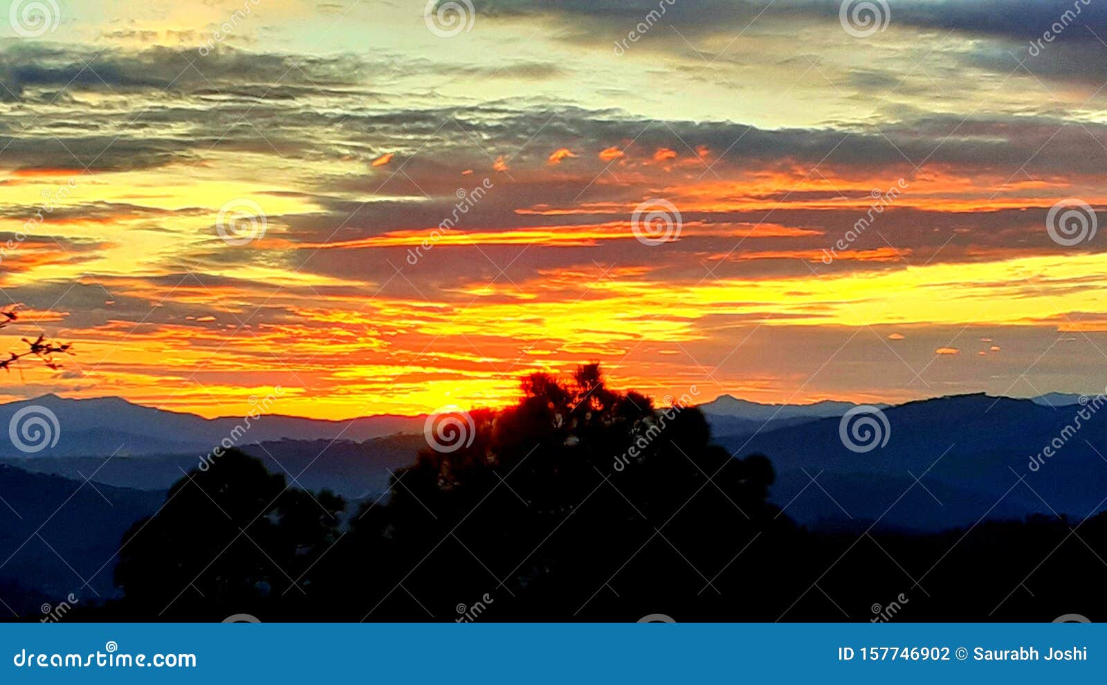 Nature stock photo. Image of trees, hills, sunset, nature - 157746902