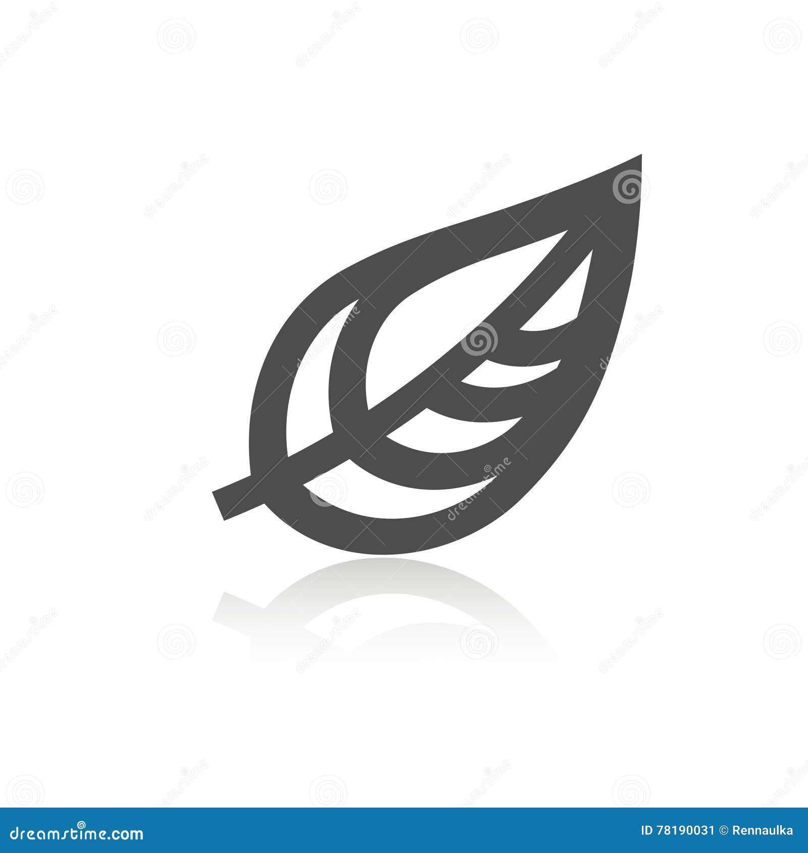 Nature Symbol, Simple Leaf with Shadow, Monochrome Eco Label Stock ...