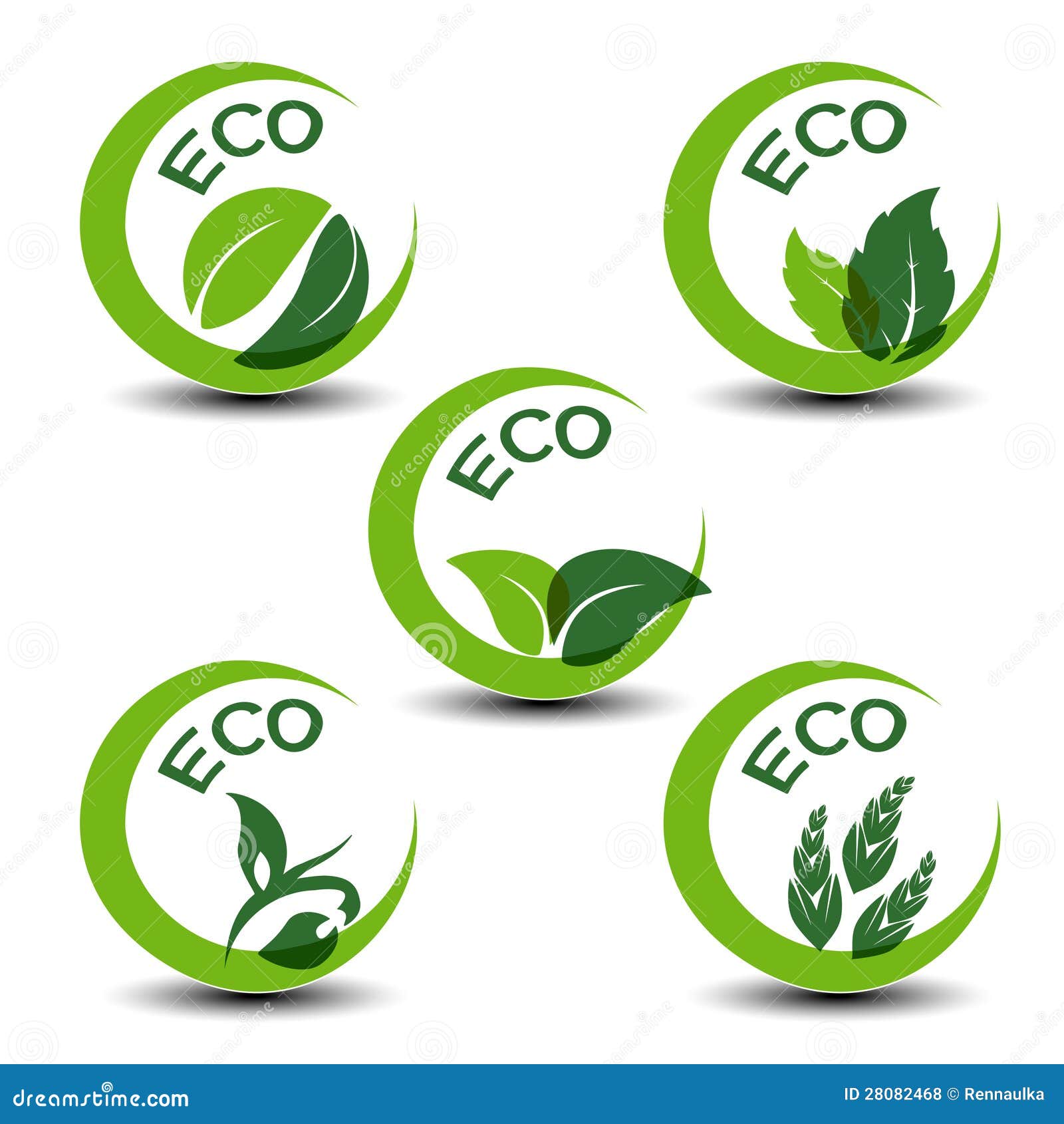 Nature Symbols with Leaf - Eco Icons Stock Vector - Illustration of ...