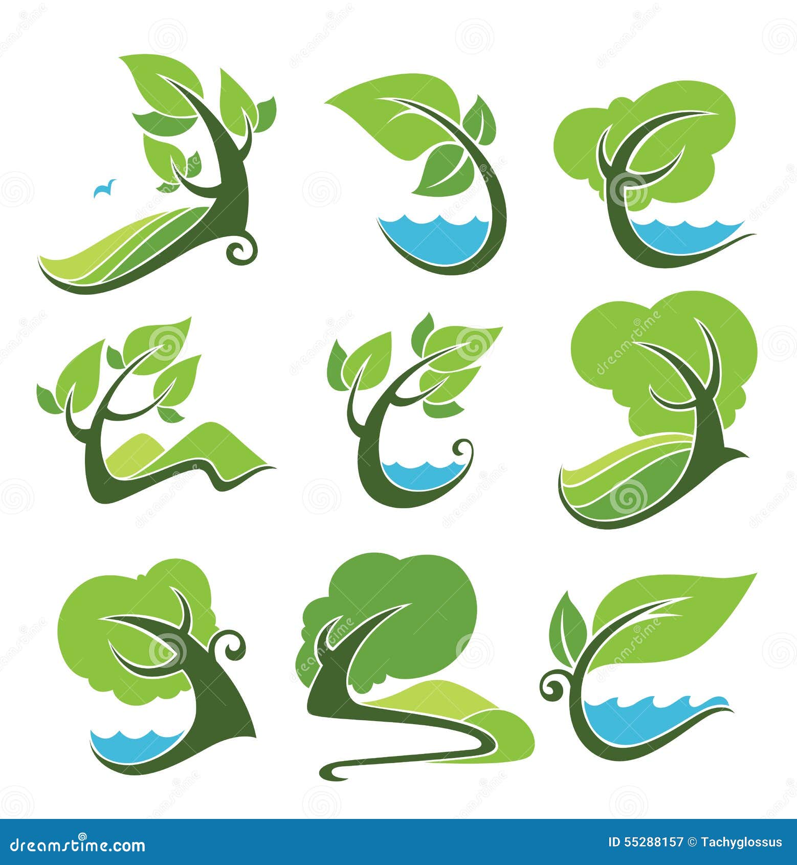 Nature symbols stock vector. Illustration of bird, form - 55288157
