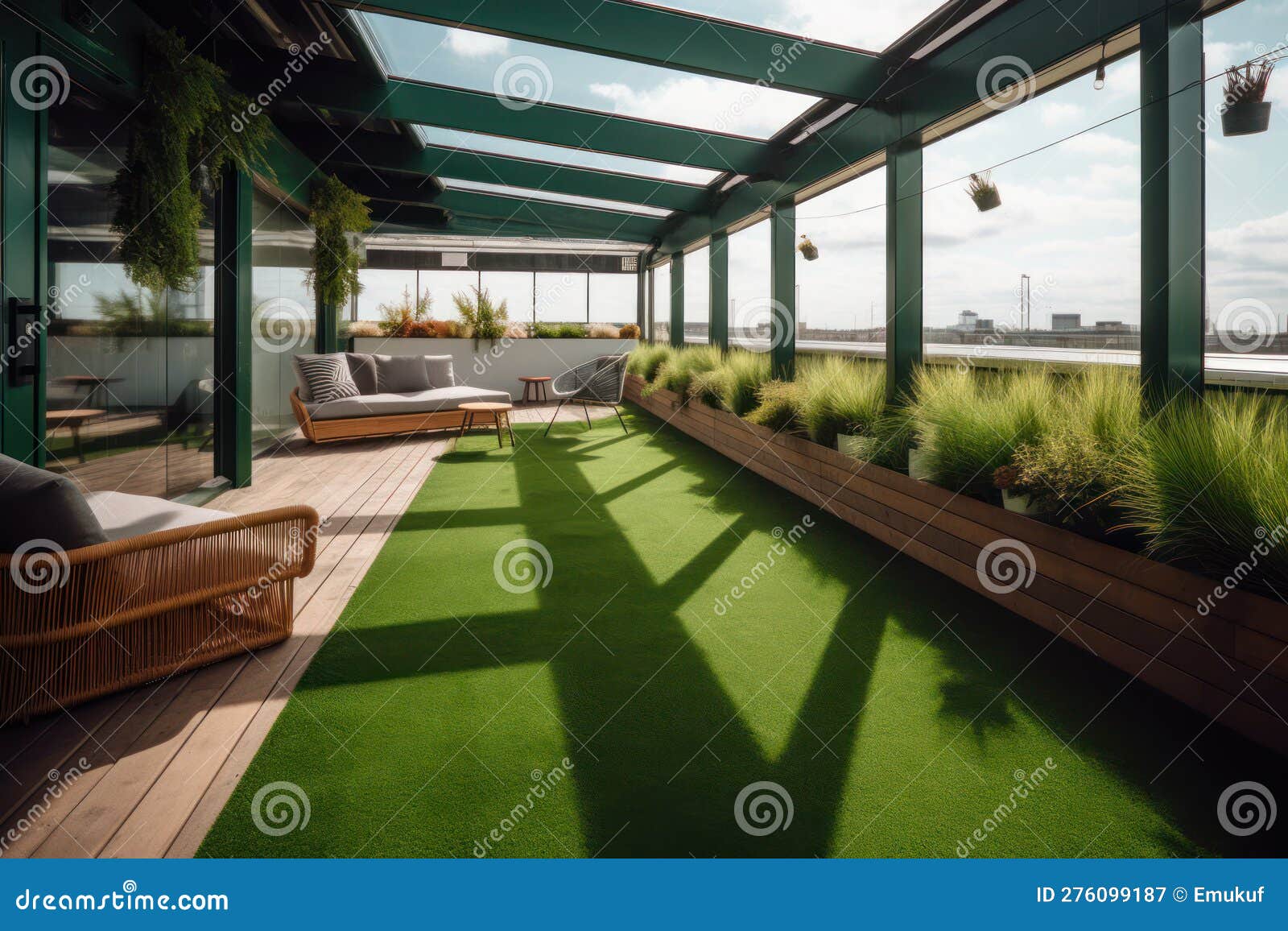 Nature Terrace with Windows for Rest Generative Ai Stock Illustration ...