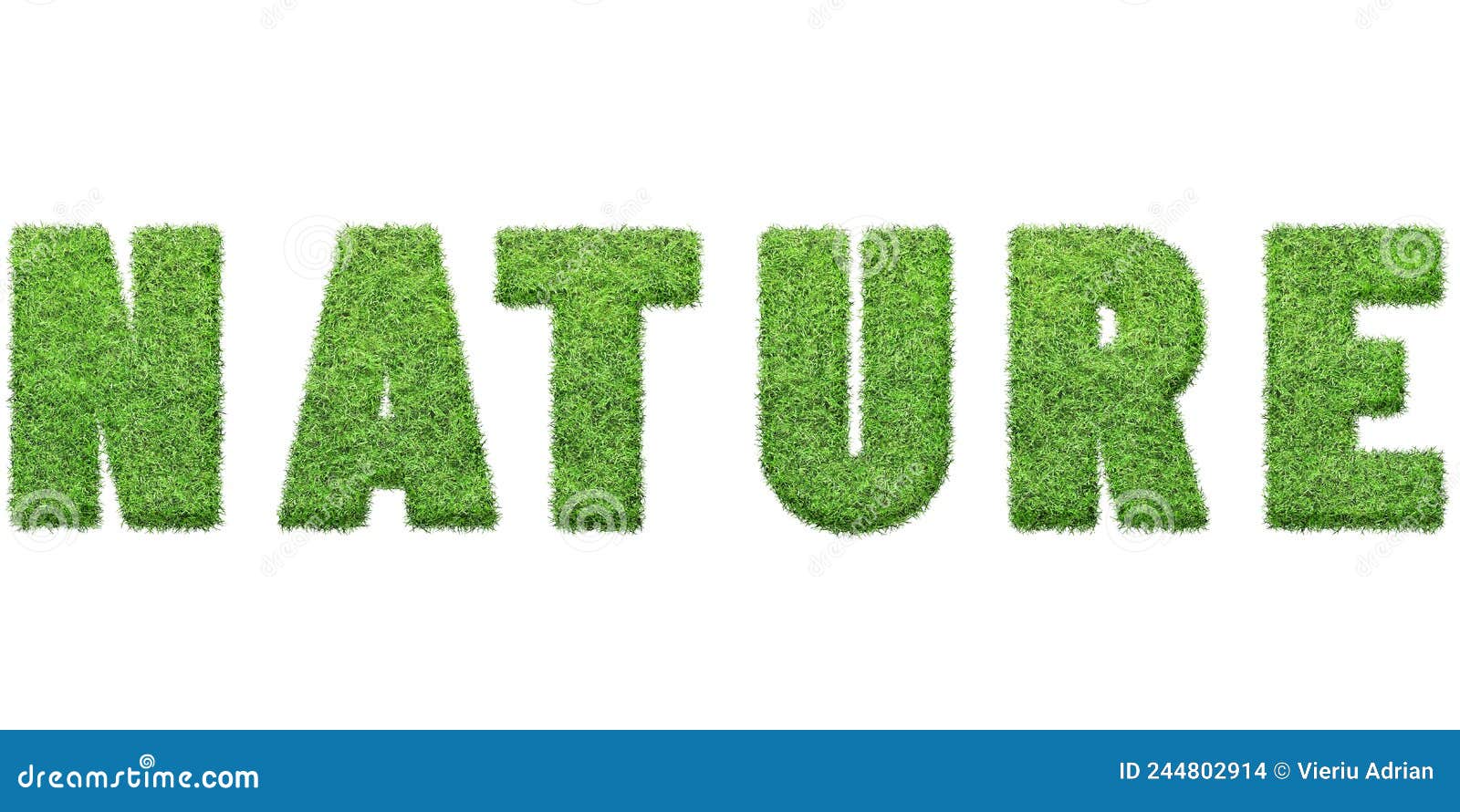 Nature Text in Green Grass Texture , Isolated on White Background. Font ...