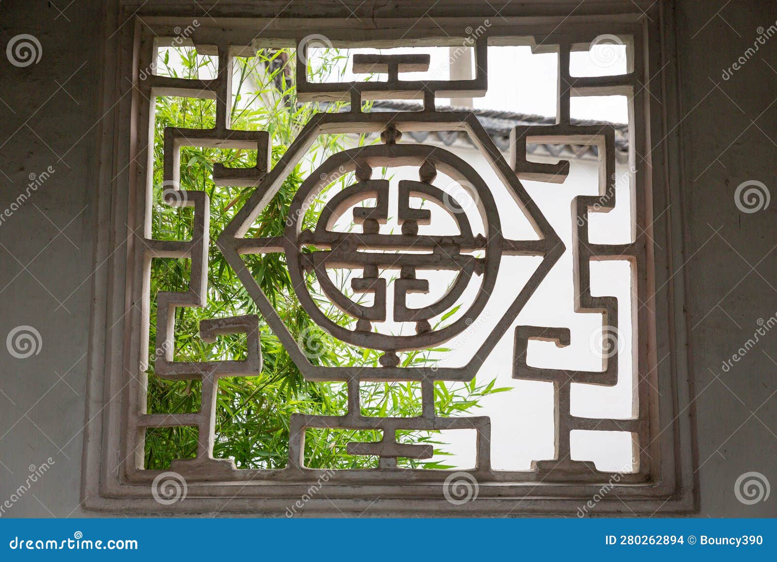 Nature-themed Patterned Windows, Canglang Pavilion, Suzhou, China Stock ...