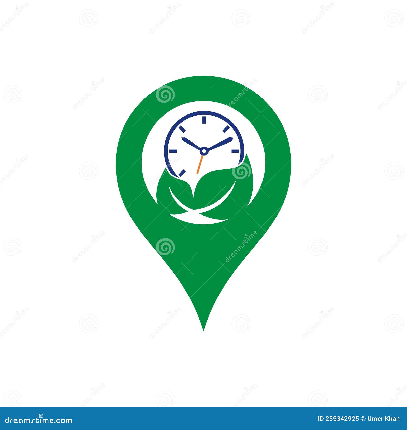 Nature Time Map Pin Shape Concept Vector Logo Design Template. Stock ...