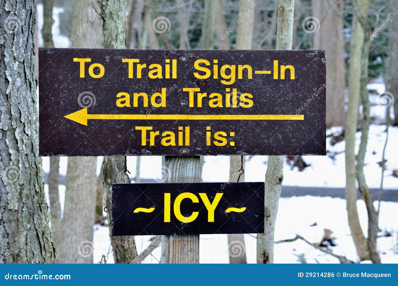 Nature Trail Sign Warning stock photo. Image of pond - 29214286