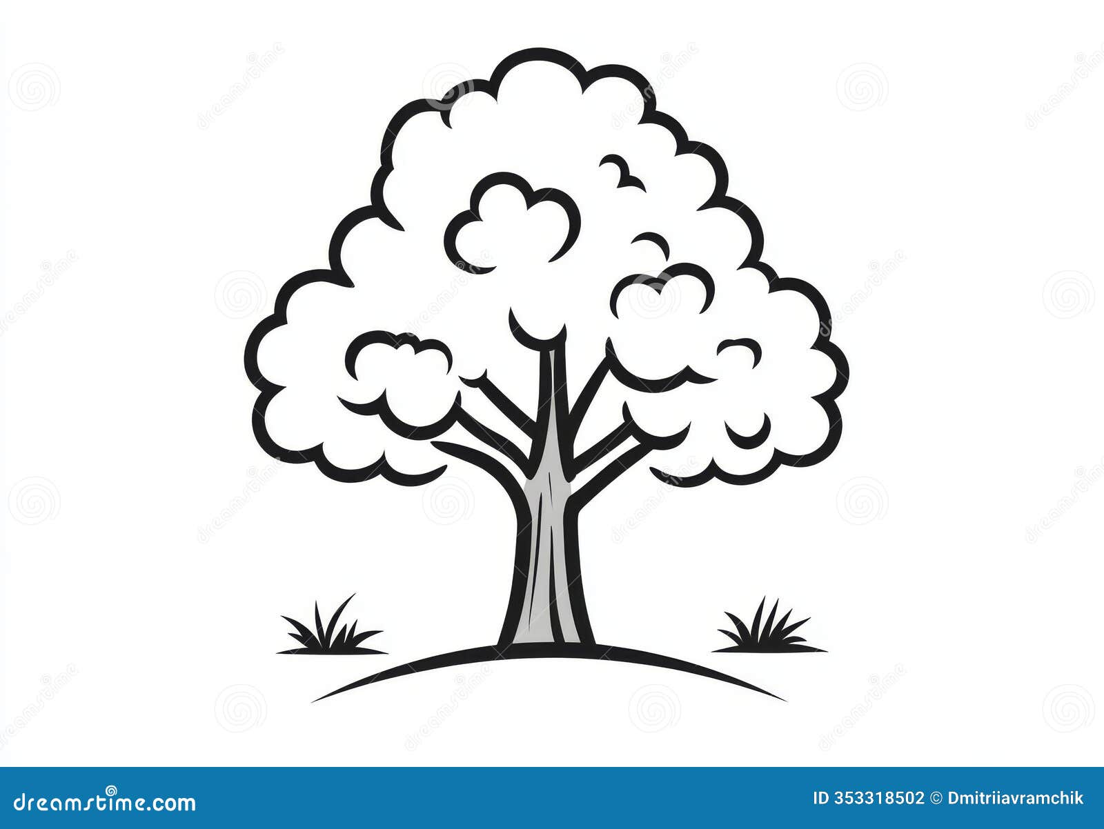 Nature Tree Illustration Drawn in Continuous Lines Stock Illustration ...