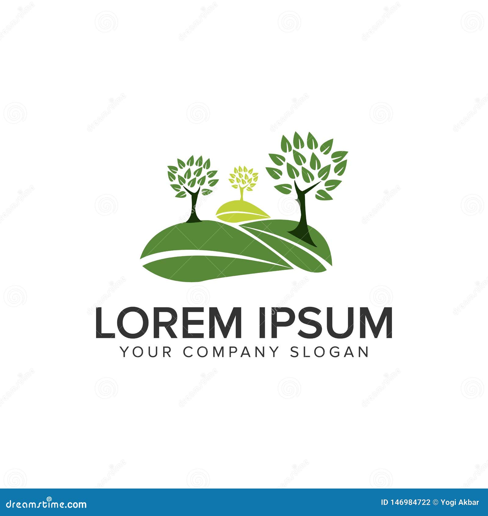 Nature Tree Meadow Logo Design Concept Template Stock Vector ...