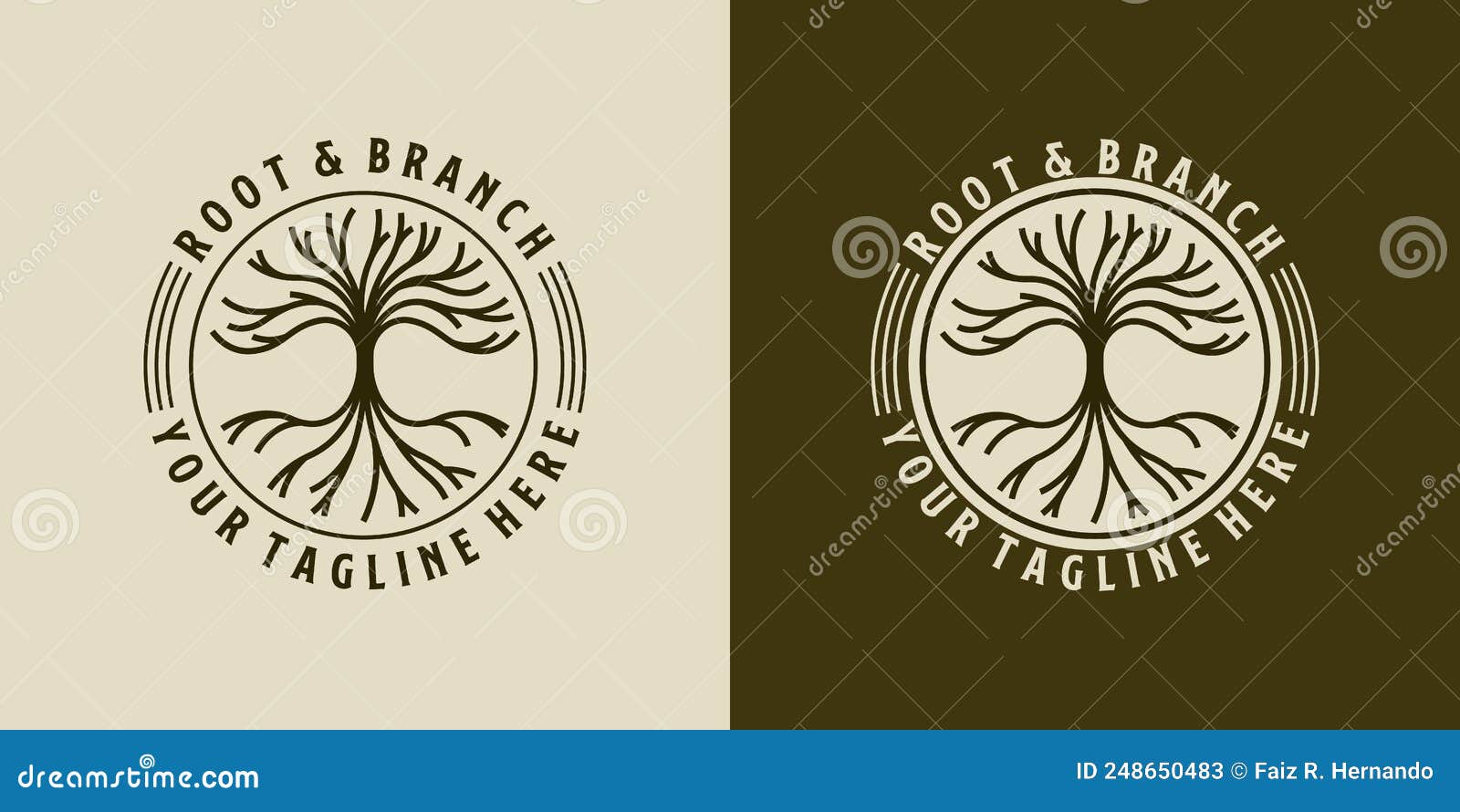 Nature Tree Modern Logo with Branch and Root Element. Line Art Creative ...