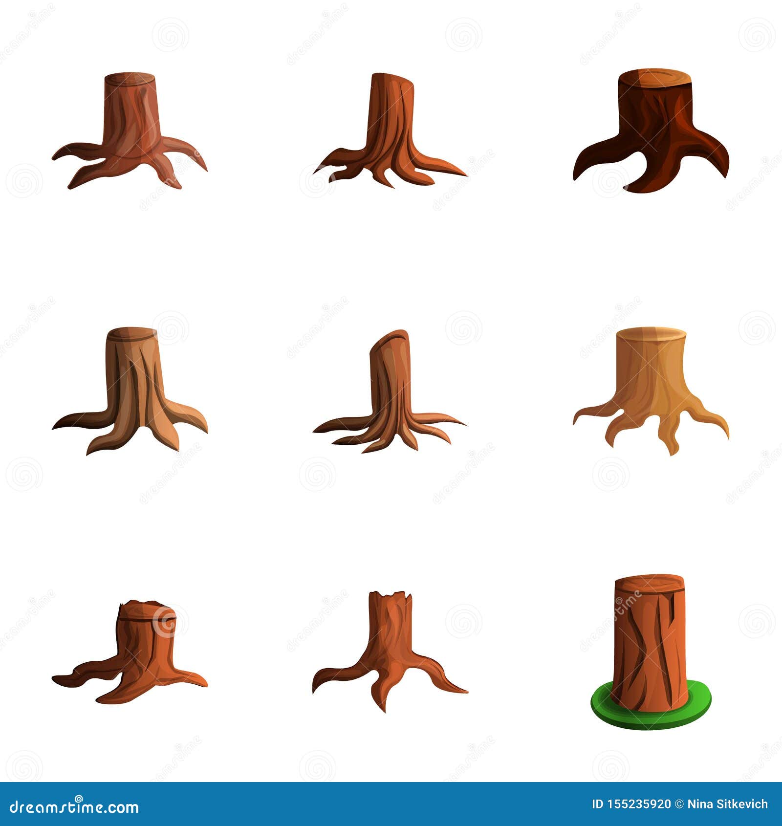 Nature Tree Stump Icon Set, Cartoon Style Stock Vector - Illustration ... Nature Tree Stump Icon Set, Cartoon Style Stock Vector - Illustration ...