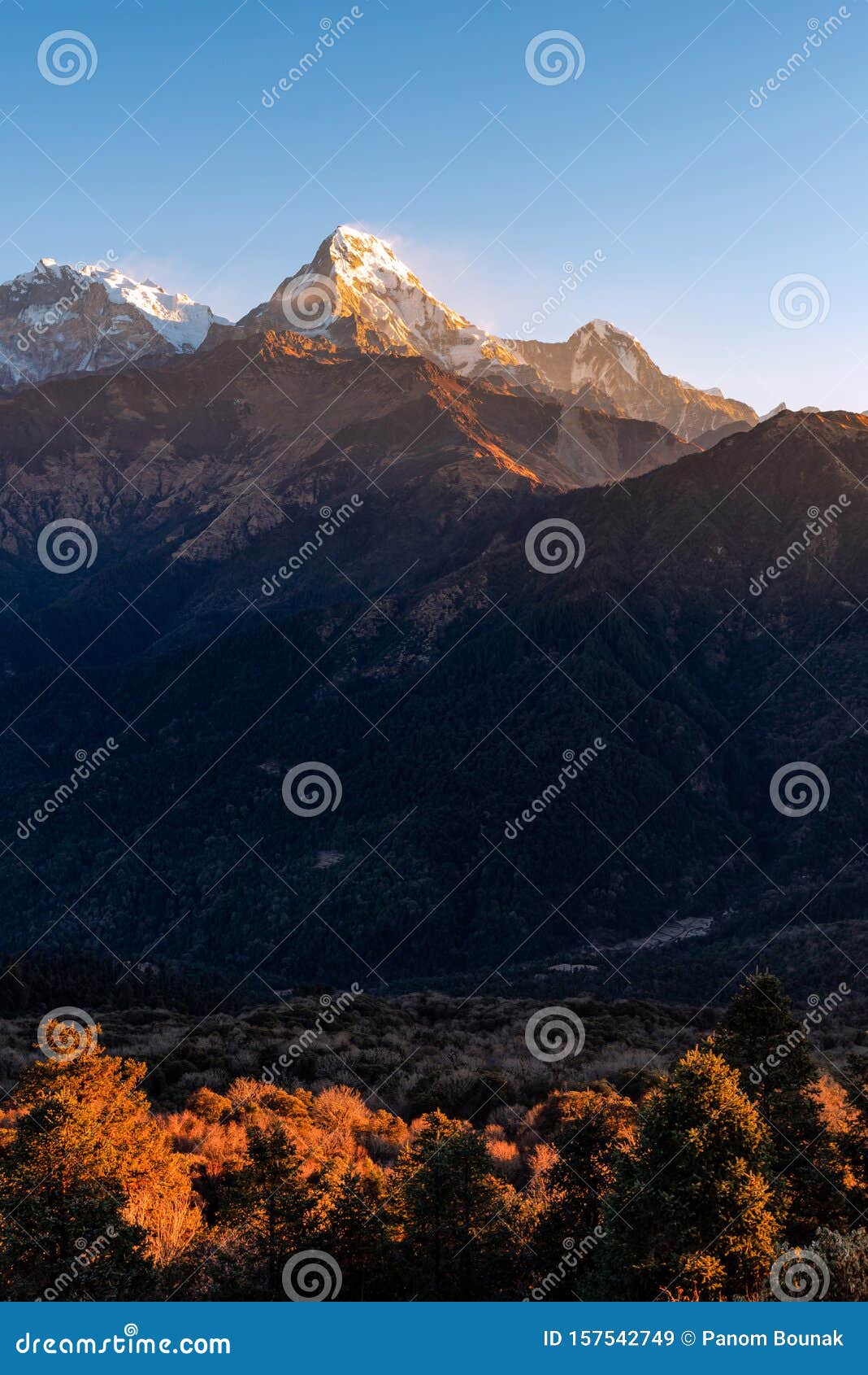Nature View of Himalayan Mountain Range at Poon Hill View Point Stock ...