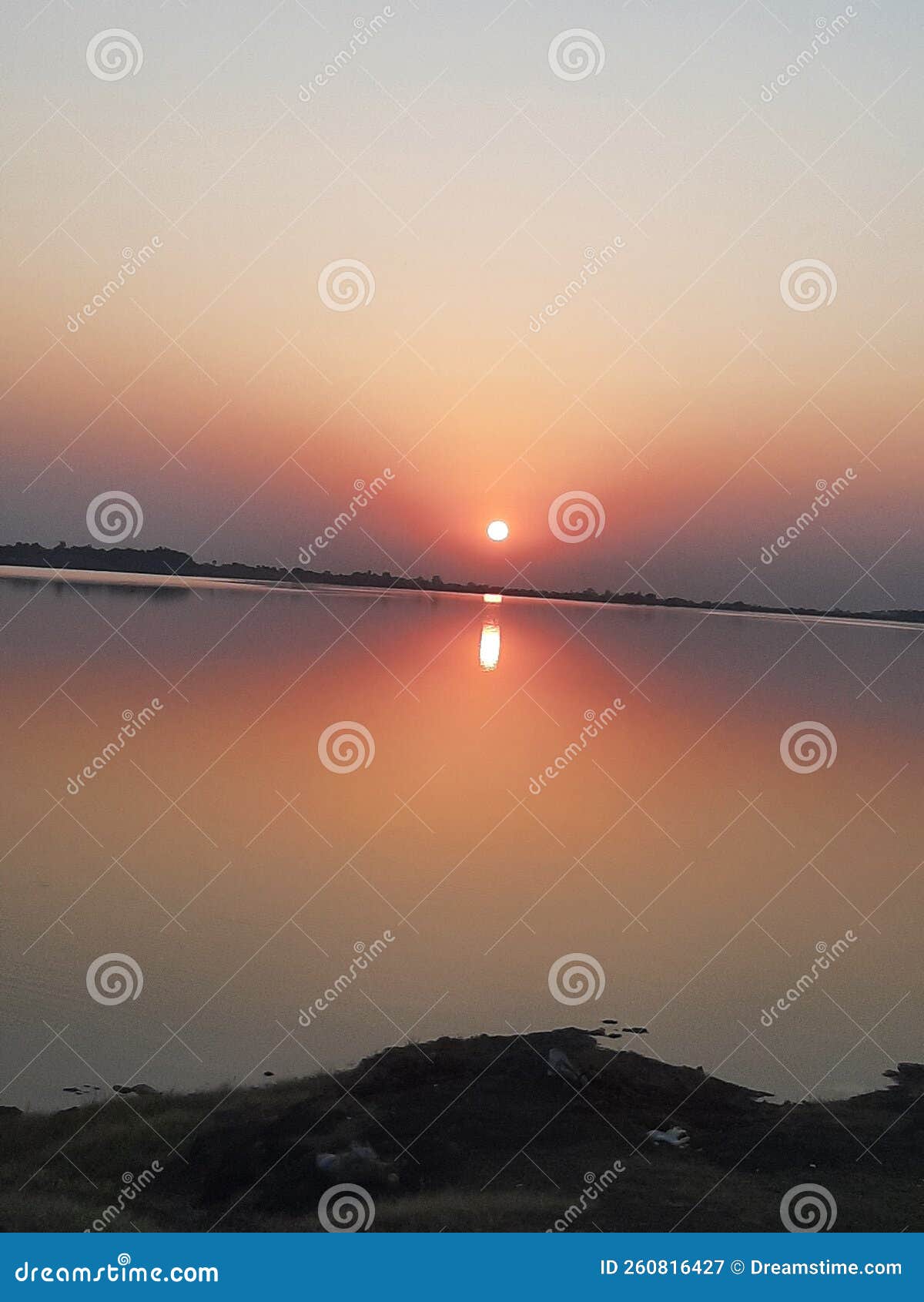Nature View Sunset with a Panoramic View and Two Reflection Stock Image ...