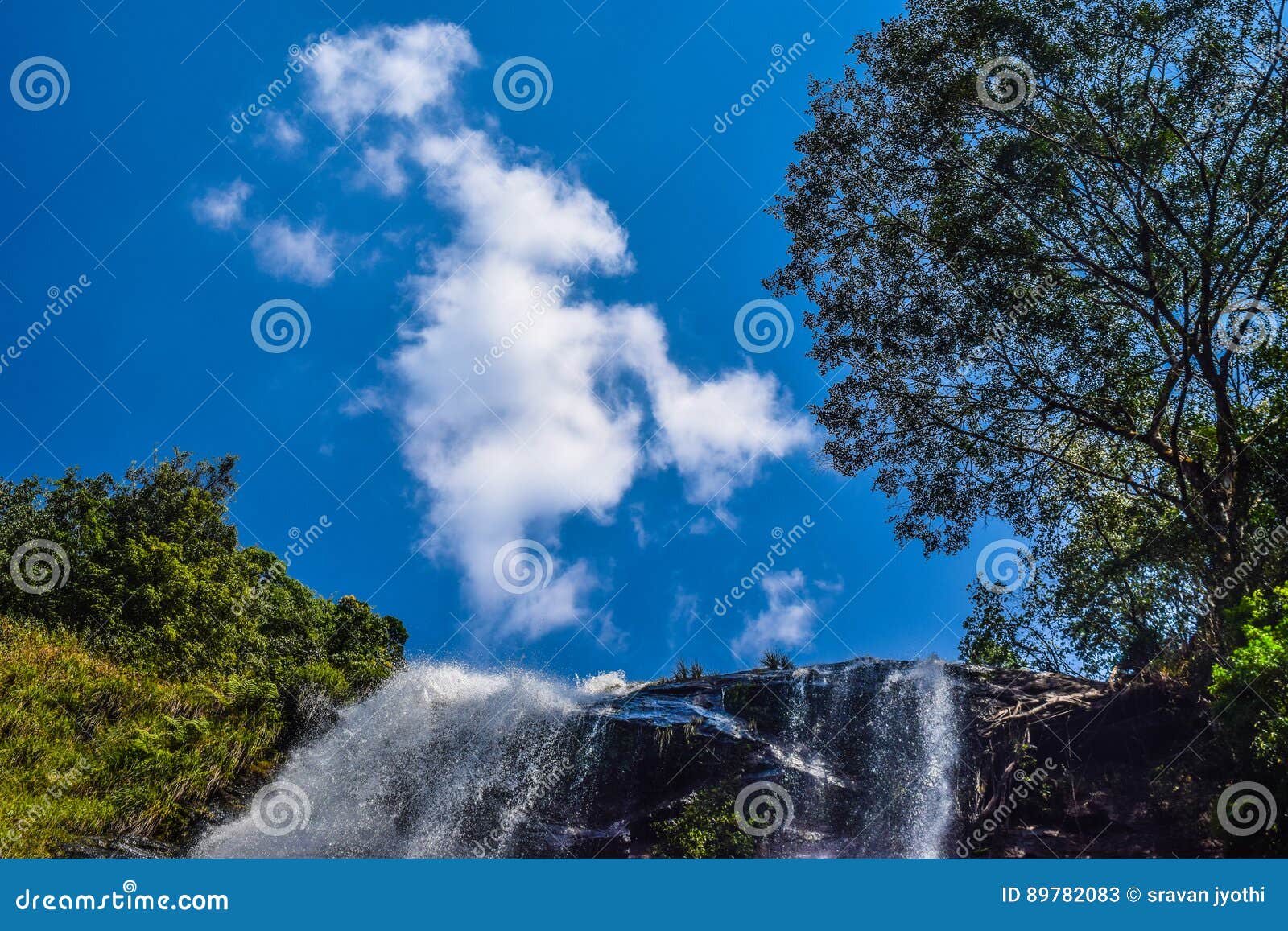 Nature Waterfall Blue-sky Pleasant Sky Editorial Stock Photo - Image of ...