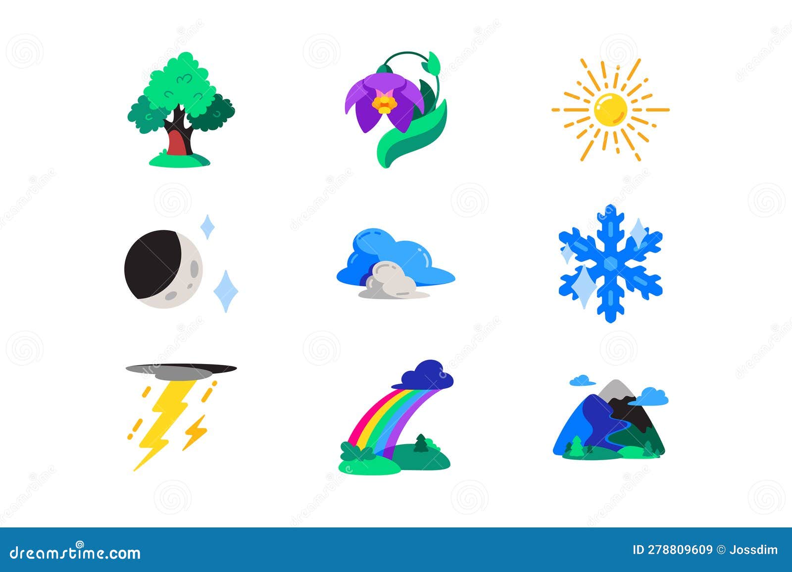 Nature and Weather Icon Set Stock Vector - Illustration of mounting ...