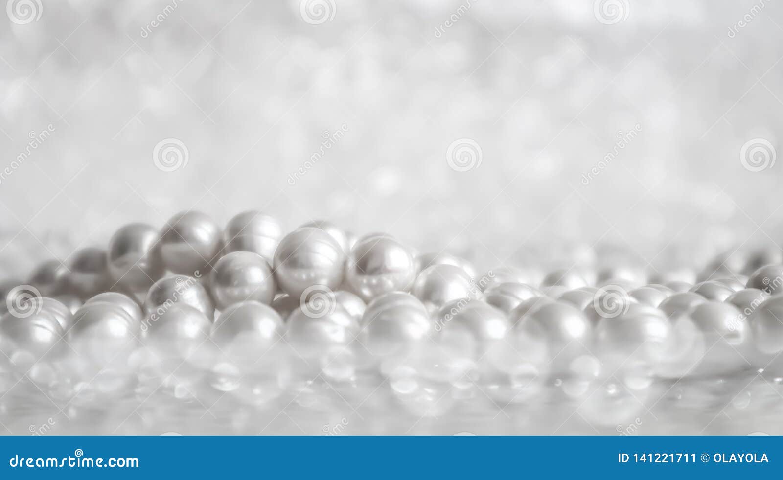 Nature White Pearl Beads on Sparkling Background Stock Image - Image of ...
