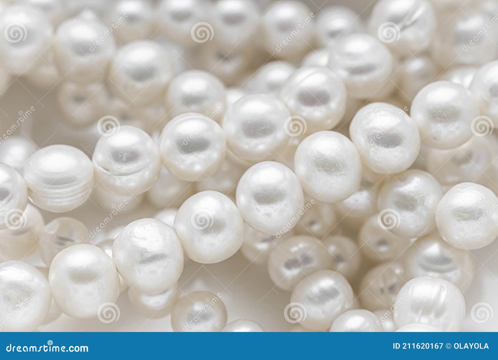 Nature White String of Pearls in Soft Focus, with Highlights Stock ...