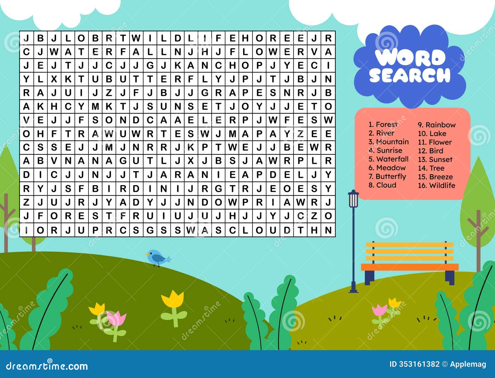 Word Search about Nature, Environment, and Related Topics. Printable ...
