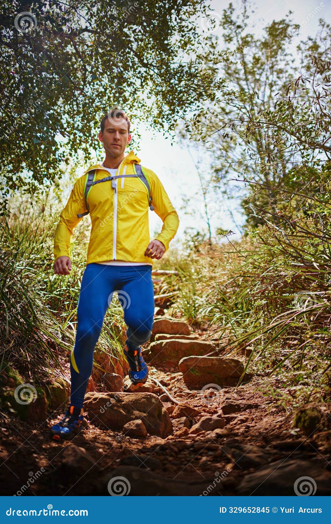 Nature, Workout and Man Running in Forest for Outdoor Adventure ...