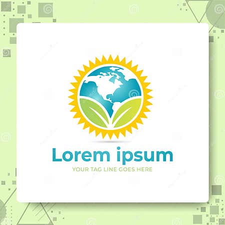 Nature World Logo Design. Sun Earth Logo Vector Stock Vector ...