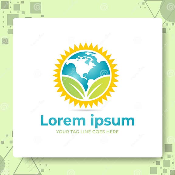 Nature World Logo Design. Sun Earth Logo Vector Stock Vector ...