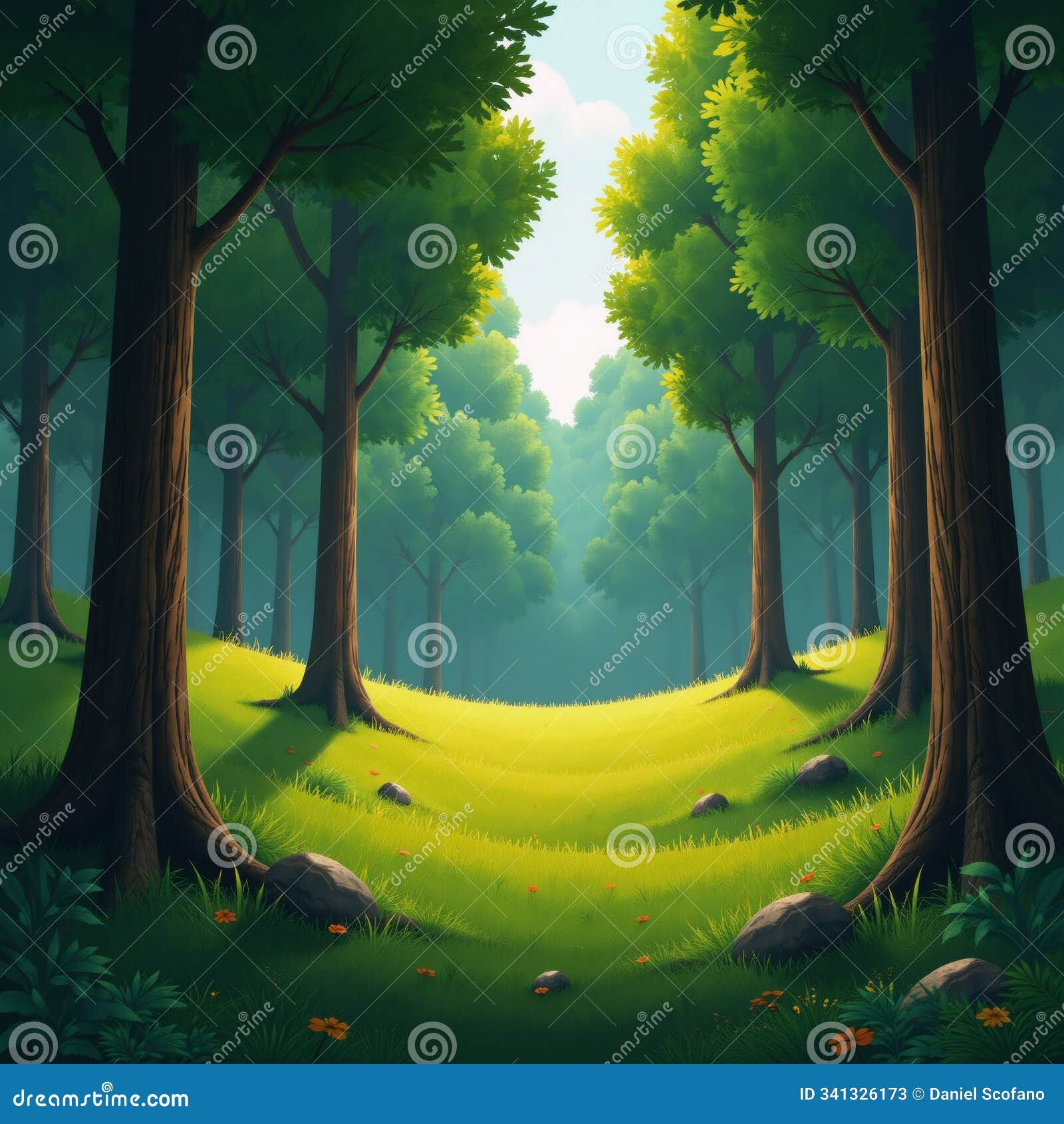 A Natureinspired Vector Illustration Featuring a Forrest Landscape with ...