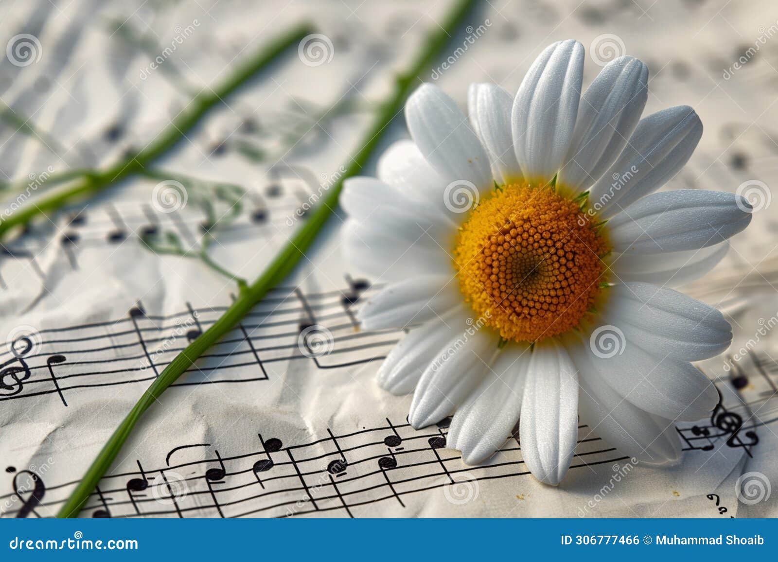 Natures Melody Daisy Paired with Music Notes Sheets for a Creative ...