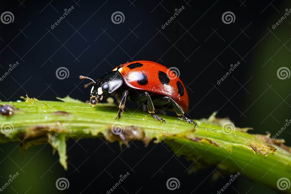 Natures Microcosm Macro Capture of a Ladybug in Its Environment Stock ...