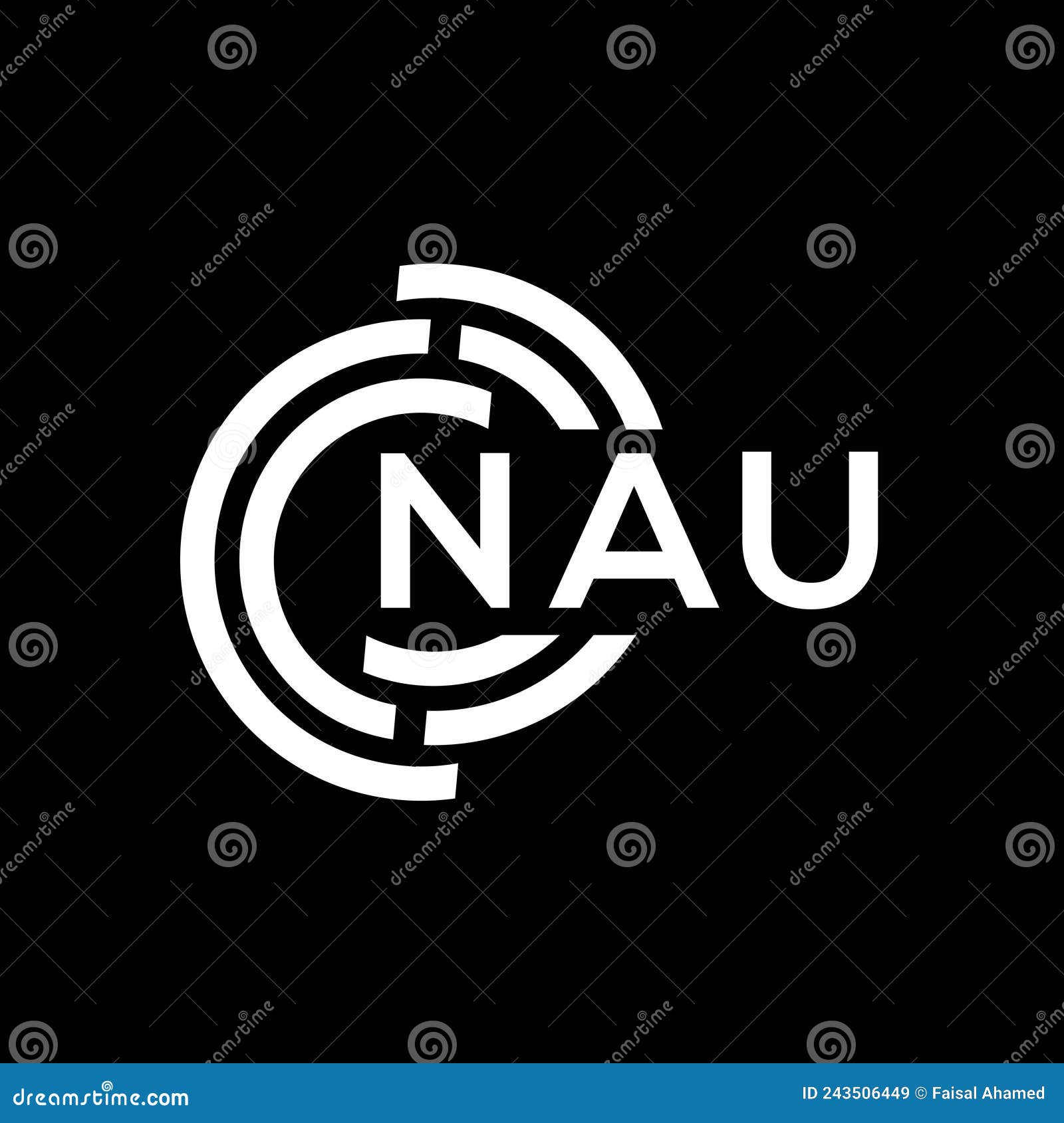 NAU Letter Logo Design on Black Background.NAU Creative Initials Letter ...