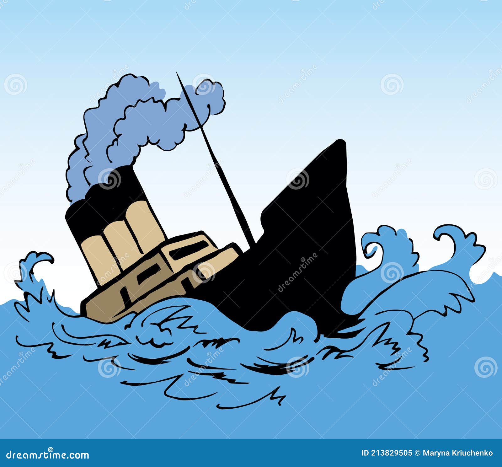 Naufragio En Las Olas Dibujo Vectorial Ilustración Del Vector